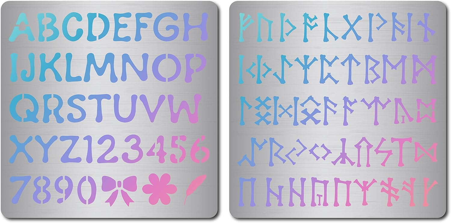 GORGECRAFT 2PCS Stainless Steel Runes Stencil Letter Metal Stencil ...