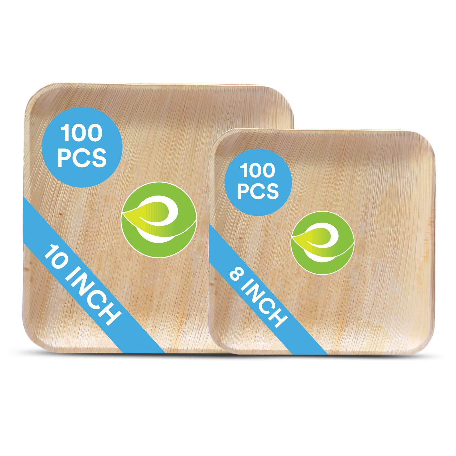 ECO SOUL Palm Leaf Bundle Set 100 Count (8" & 10") | Palm Leaf Plate ...