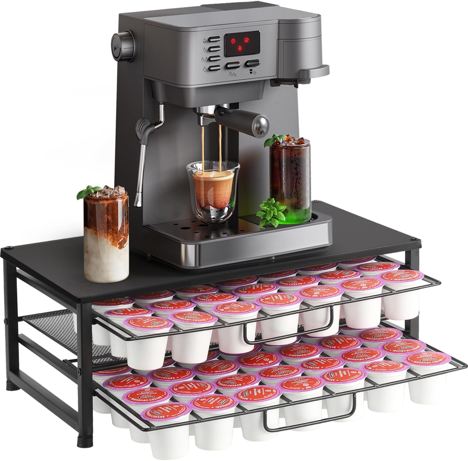 Amazon.com: ECOLOVI K Cup Holder Organizer for 70 Pods, 2-Tier Coffee ...