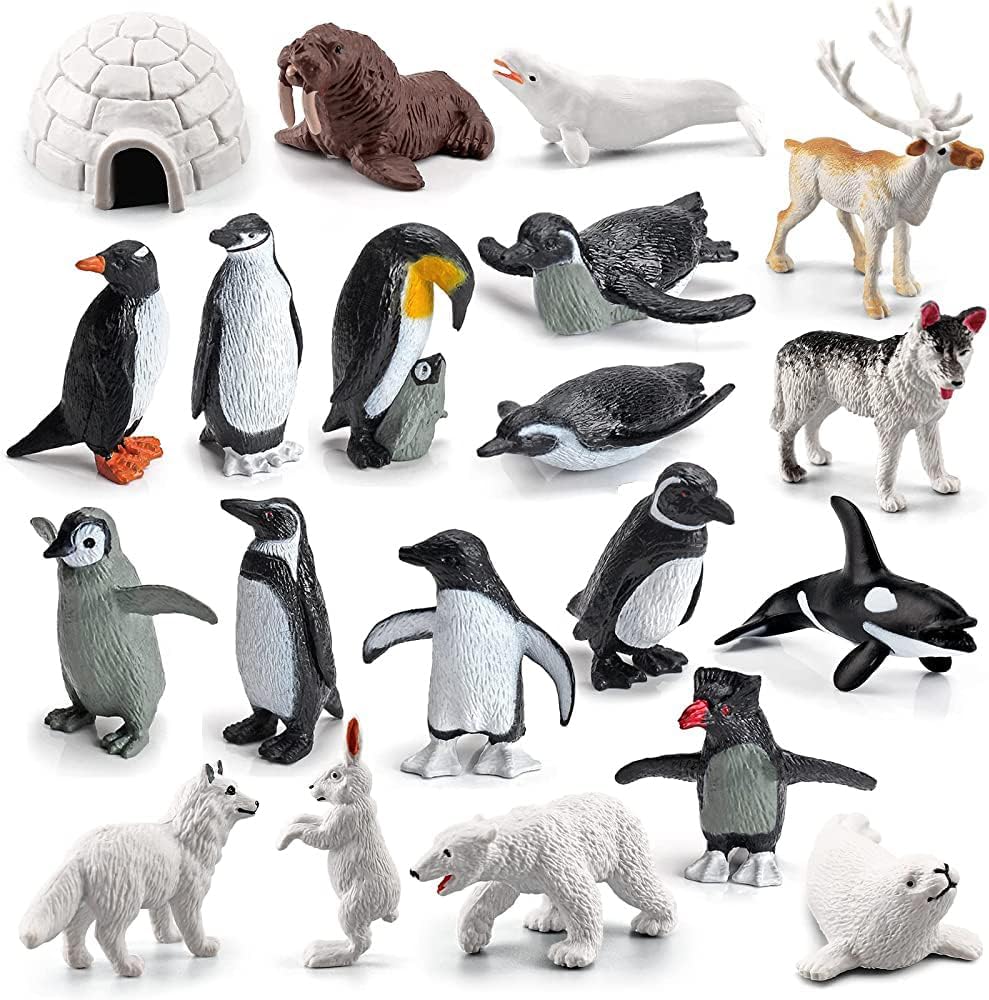 Amazon.com: WONWONTOYS 20PCS Arctic Animals Figurine Penguins and Polar ...
