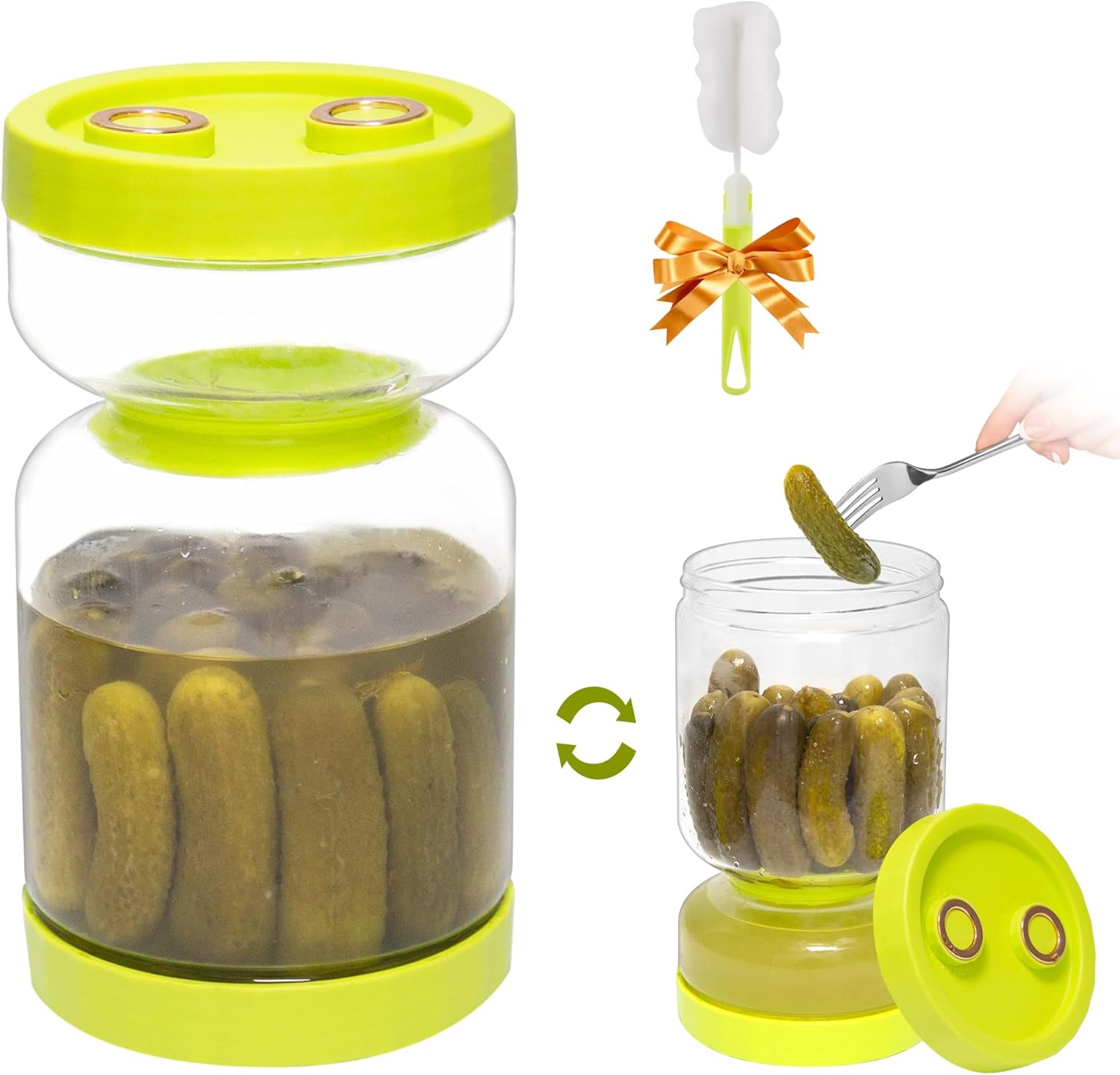 Amazon.com: Glass Pickle Jar with Strainer Flip and Brush - 49oz Wide ...