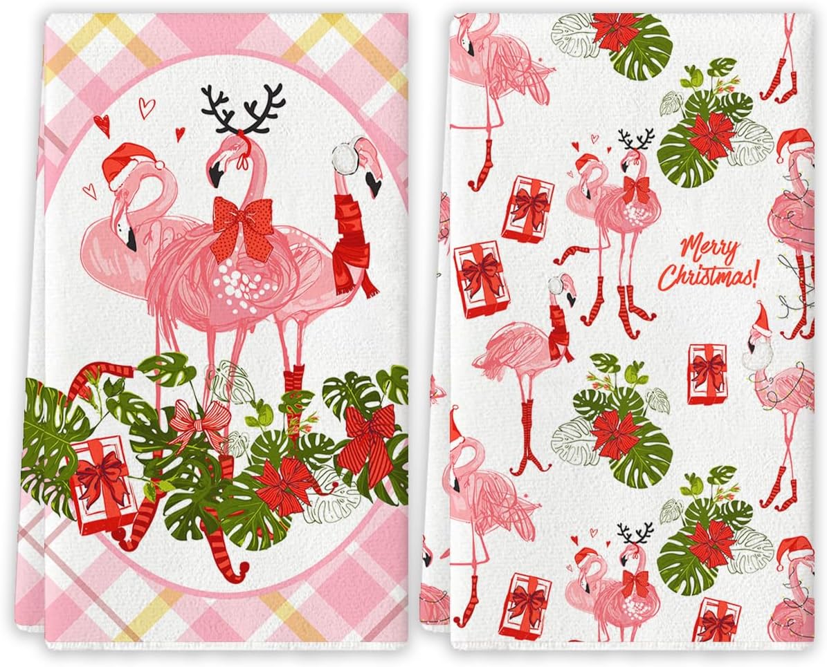 Amazon.com: Geyoga 6 Pieces Floral Kitchen Towels Flamingo Dish Hand ...