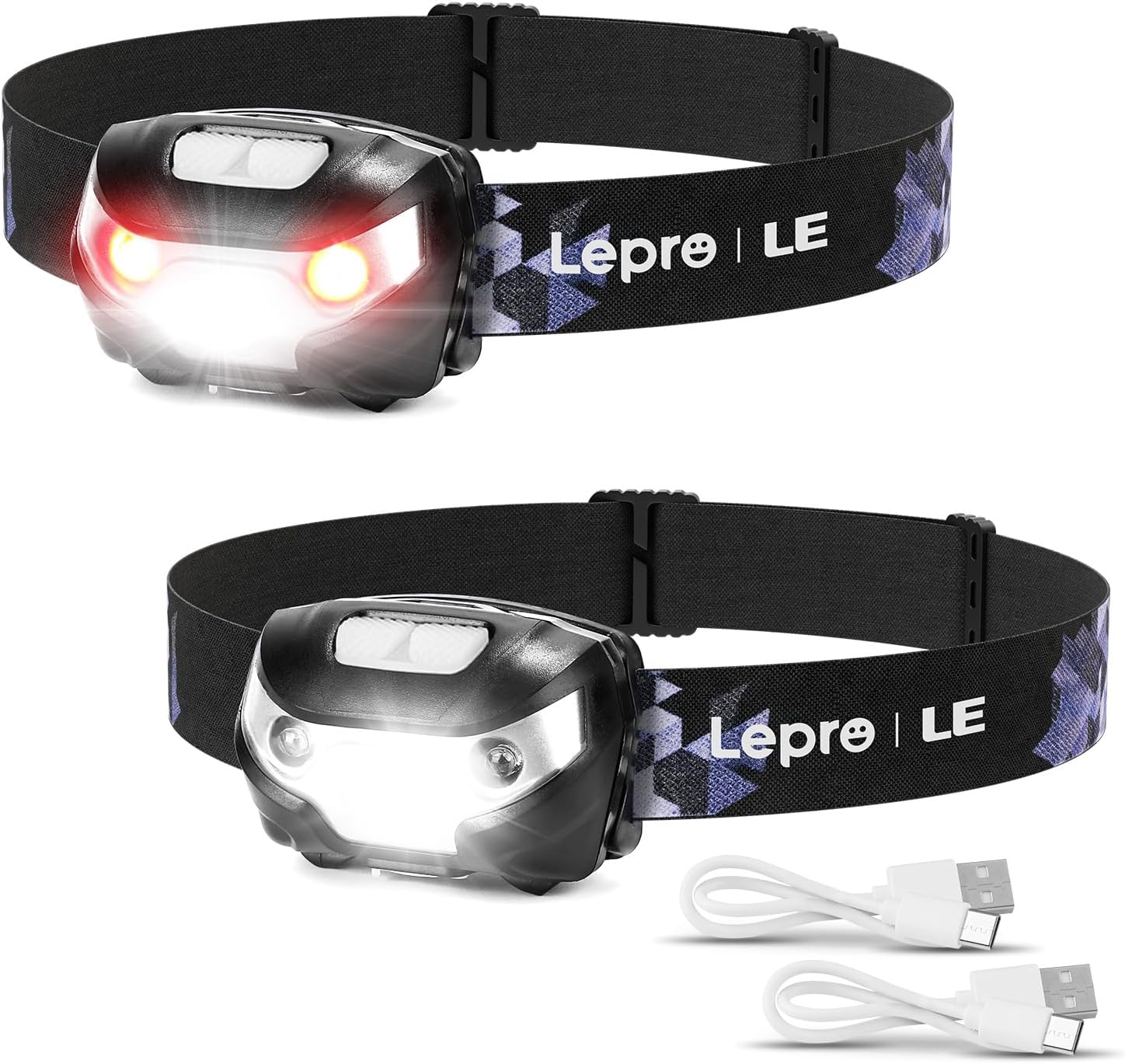LE Headlamp, LED Head Lamp with 5 Light Modes Headlight and Red Light ...