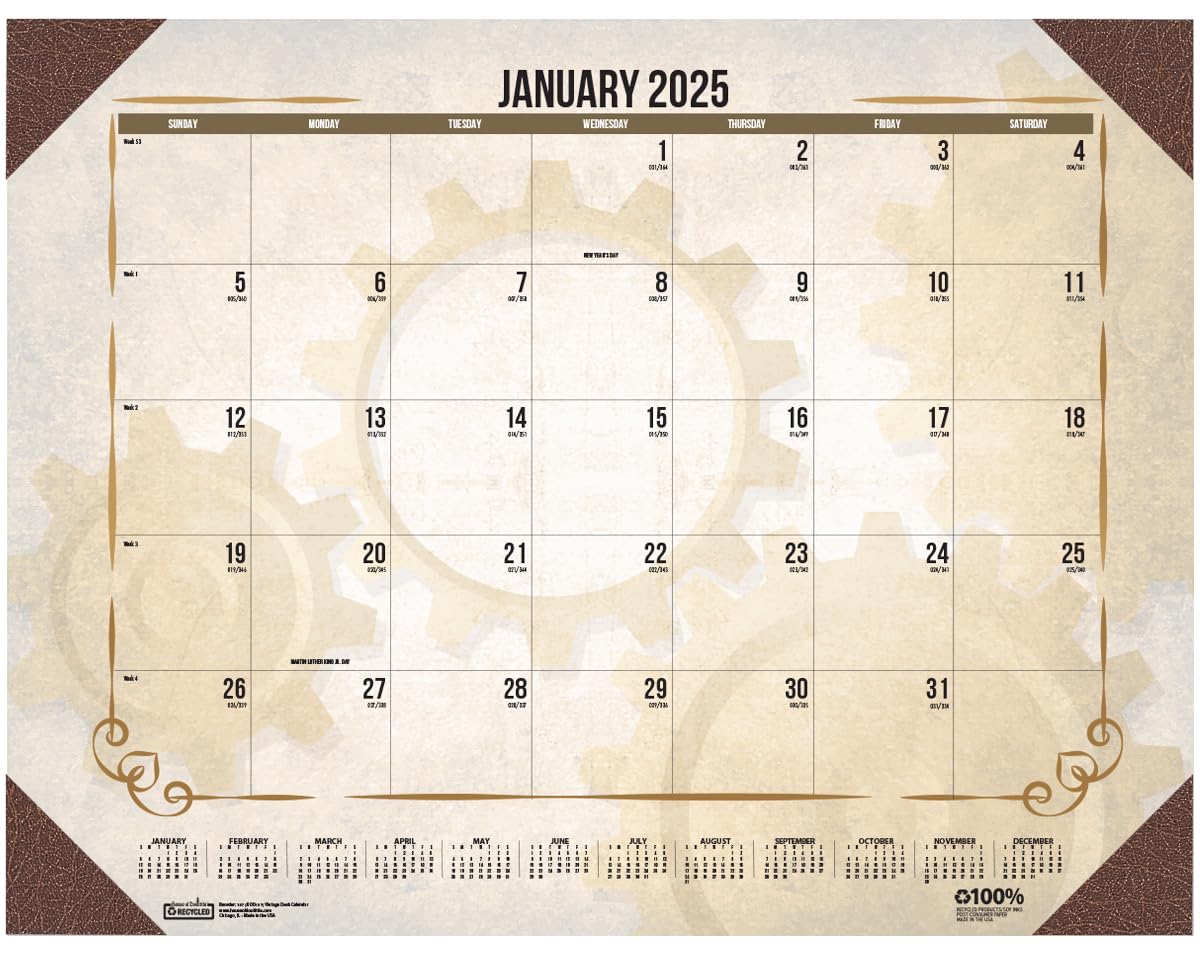 Amazon.com : House of Doolittle 2025 Monthly Desk Pad Calendar, Vintage ...