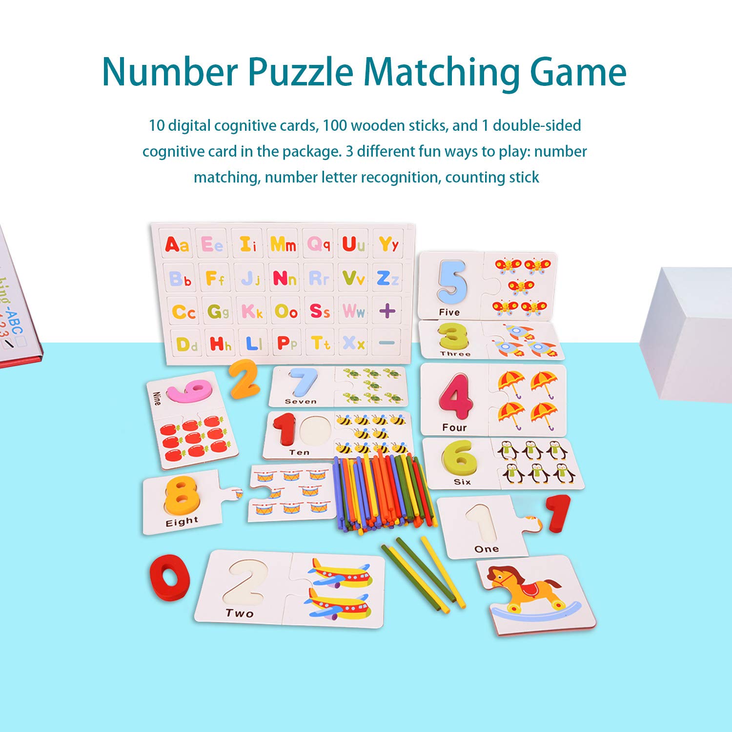 Buy Kids Math Counting Flash Cards Number Alphabet Learning Game Count ...