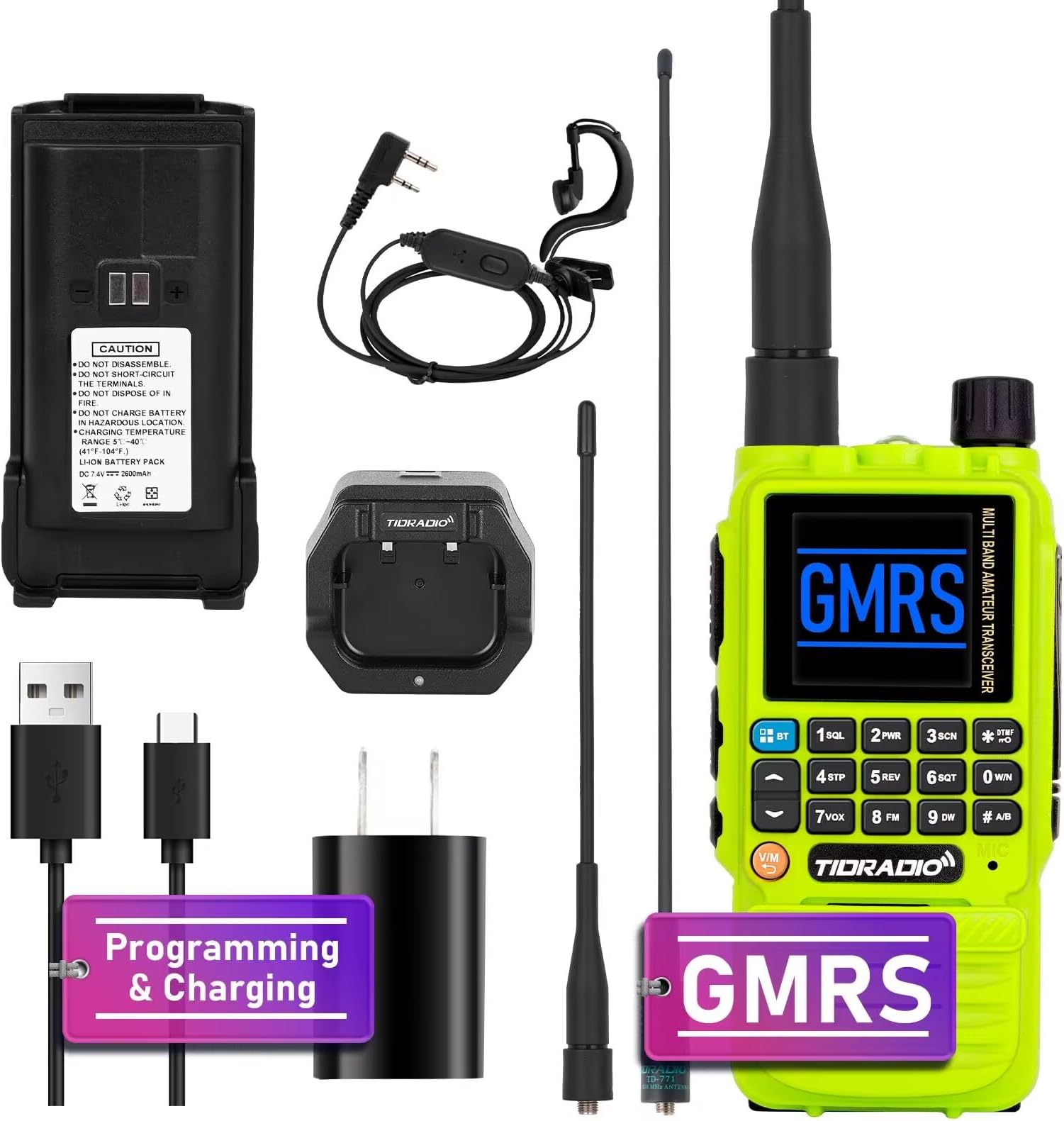 Amazon.com: TIDRADIO TD-H3 GMRS Radio Handheld Long Range,Multi-Band ...