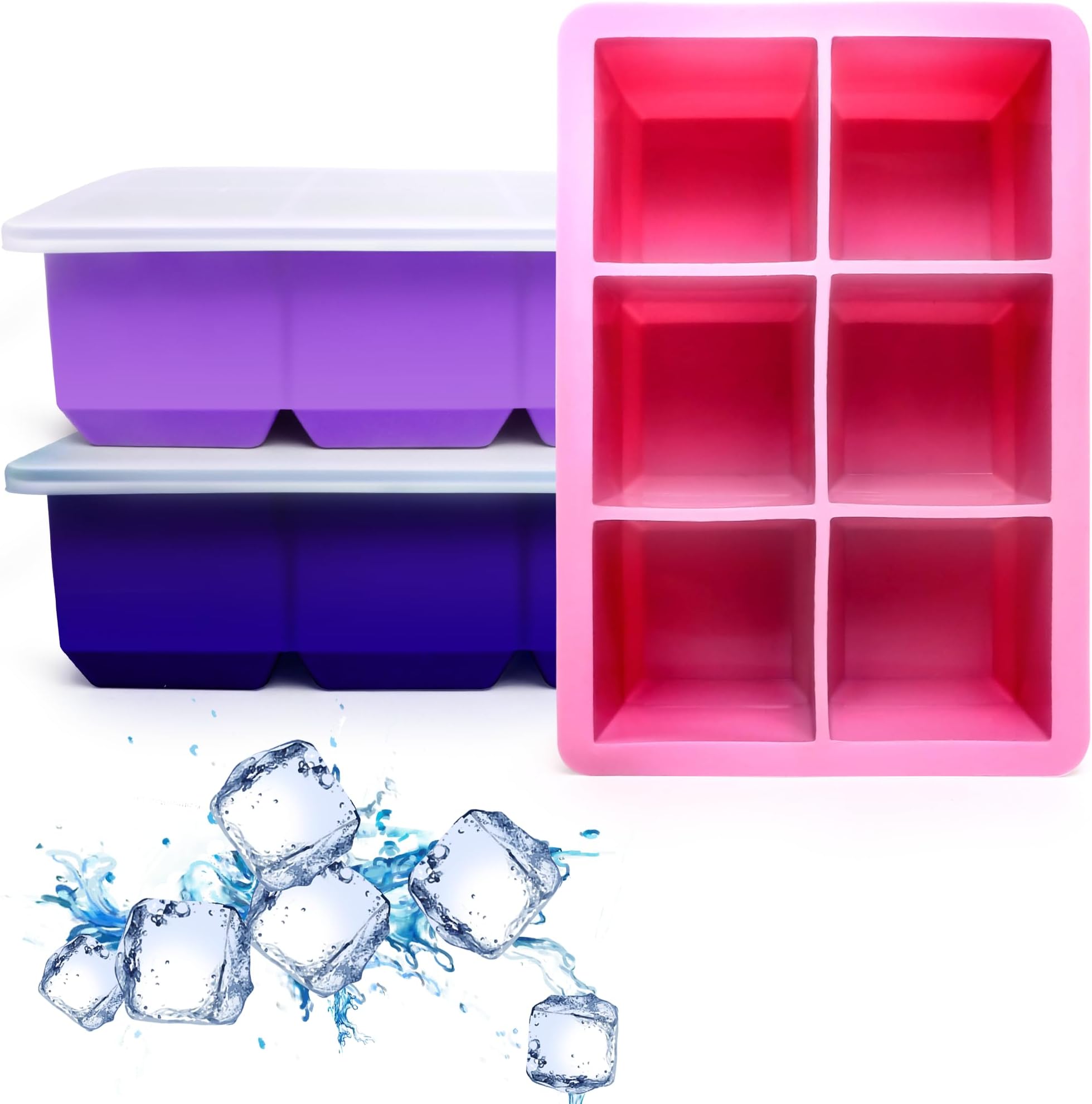 Amazon.com: Excnorm Silicone Ice Cube Trays 3 Pack - Large Size ...