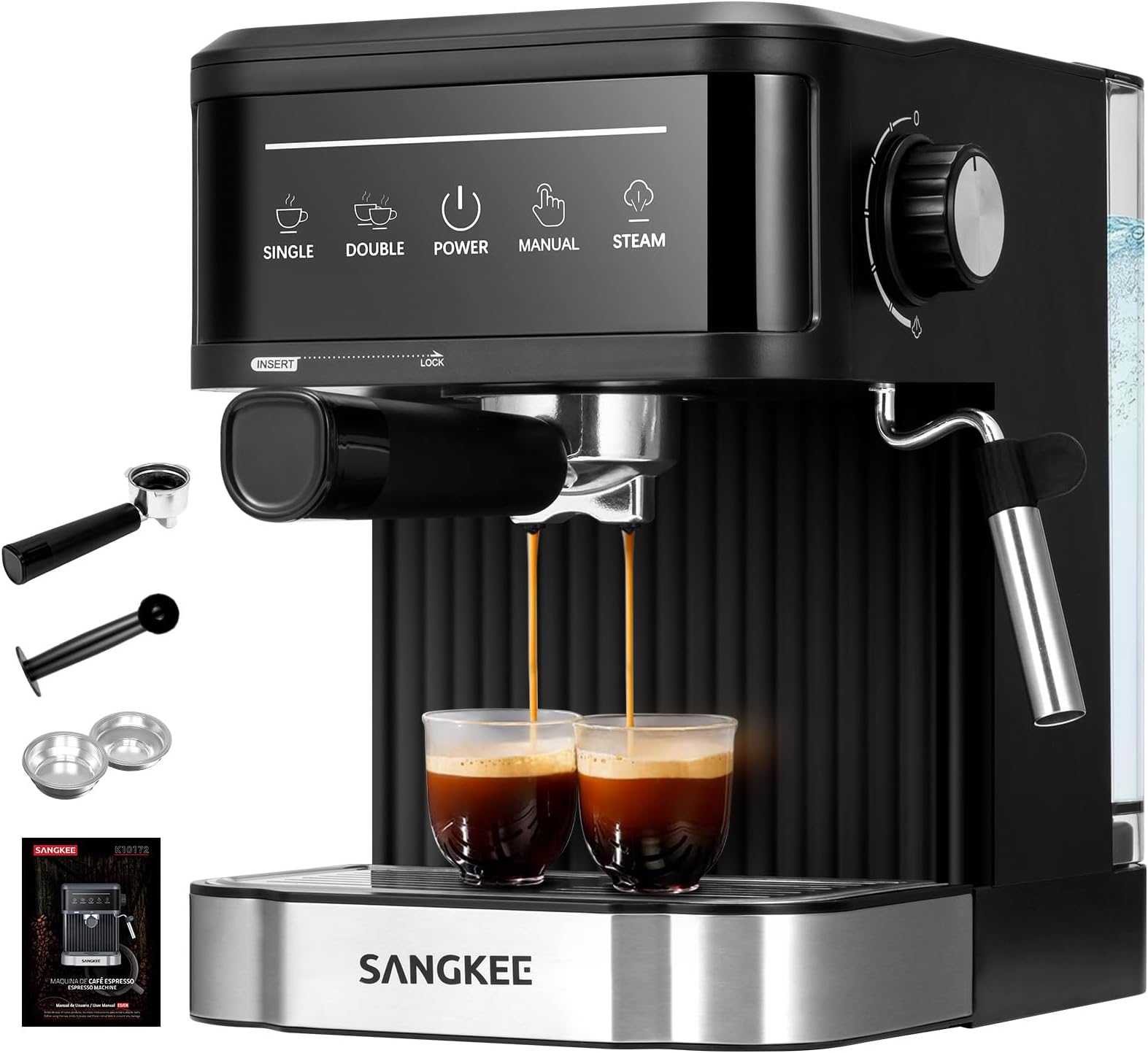 SANGKEE Máquina de Espresso y Capuchino 20 Bares, Cafetera Cápsulas y ...