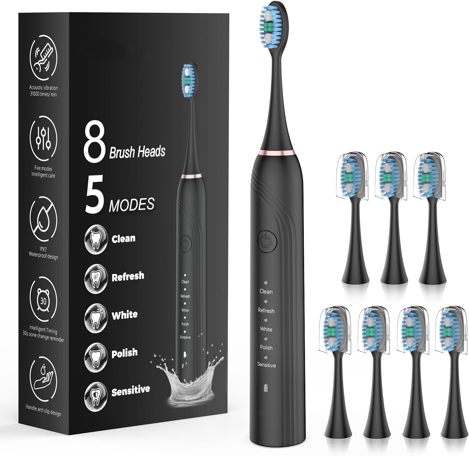 Amazon.com: Ollse Electric Toothbrush with 8 Brush Heads for Adults One ...