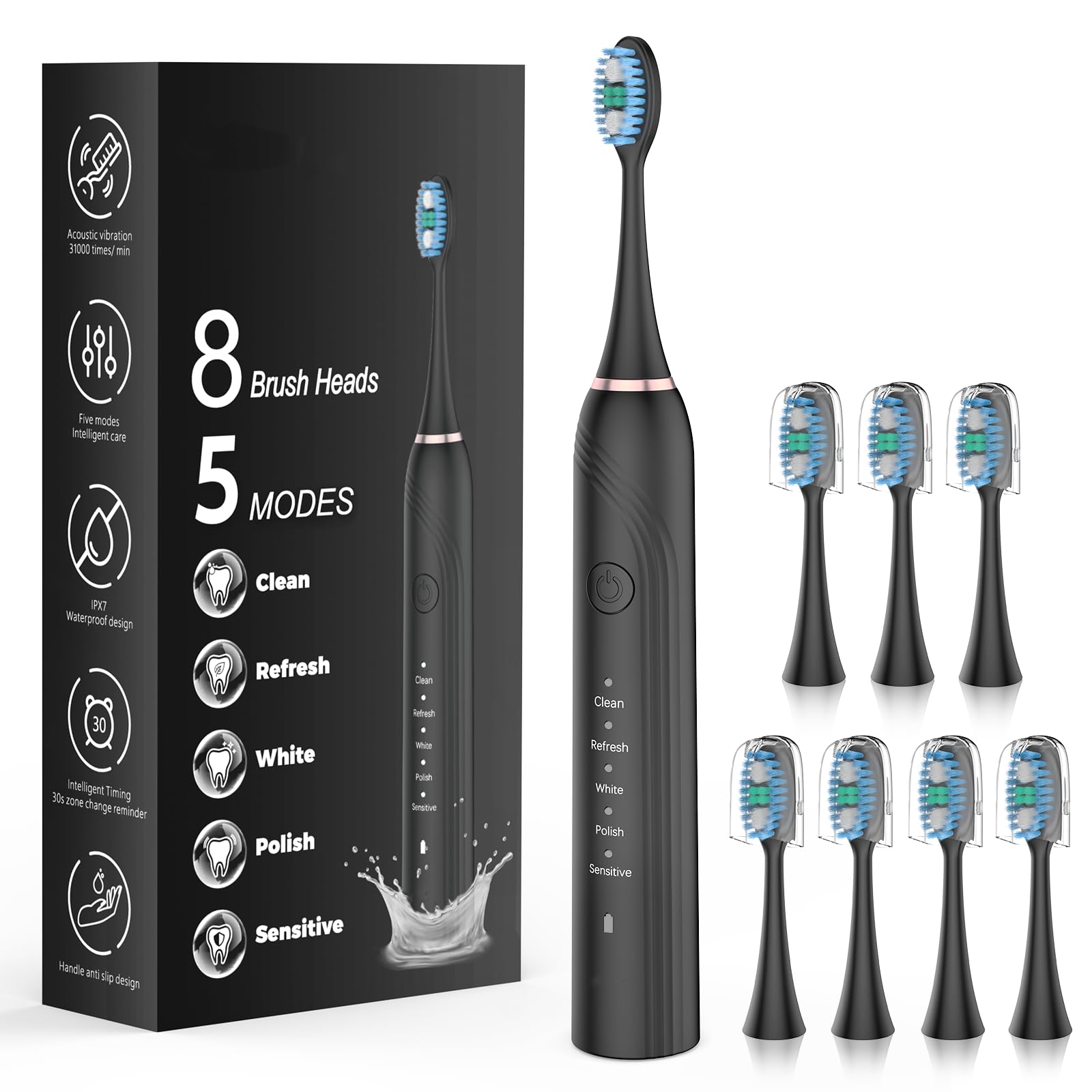 Amazon.com: Ollse Electric Toothbrush with 8 Brush Heads for Adults One ...