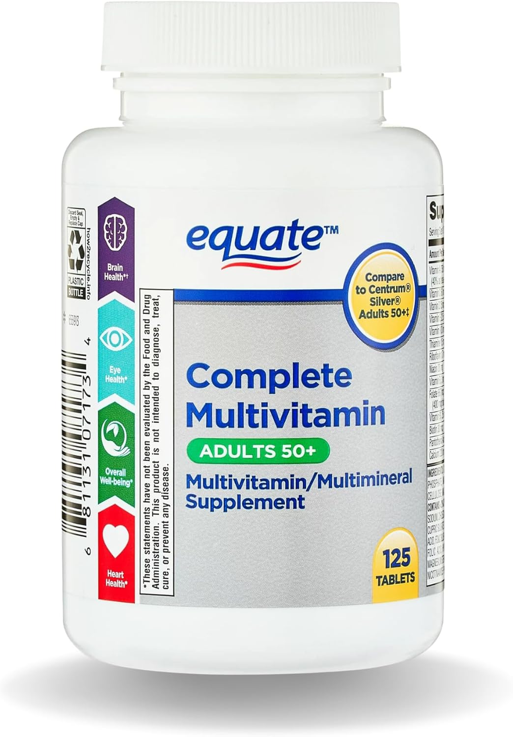 Equate Adult 50+ One Daily Complete Multivitamin Multimineral ...
