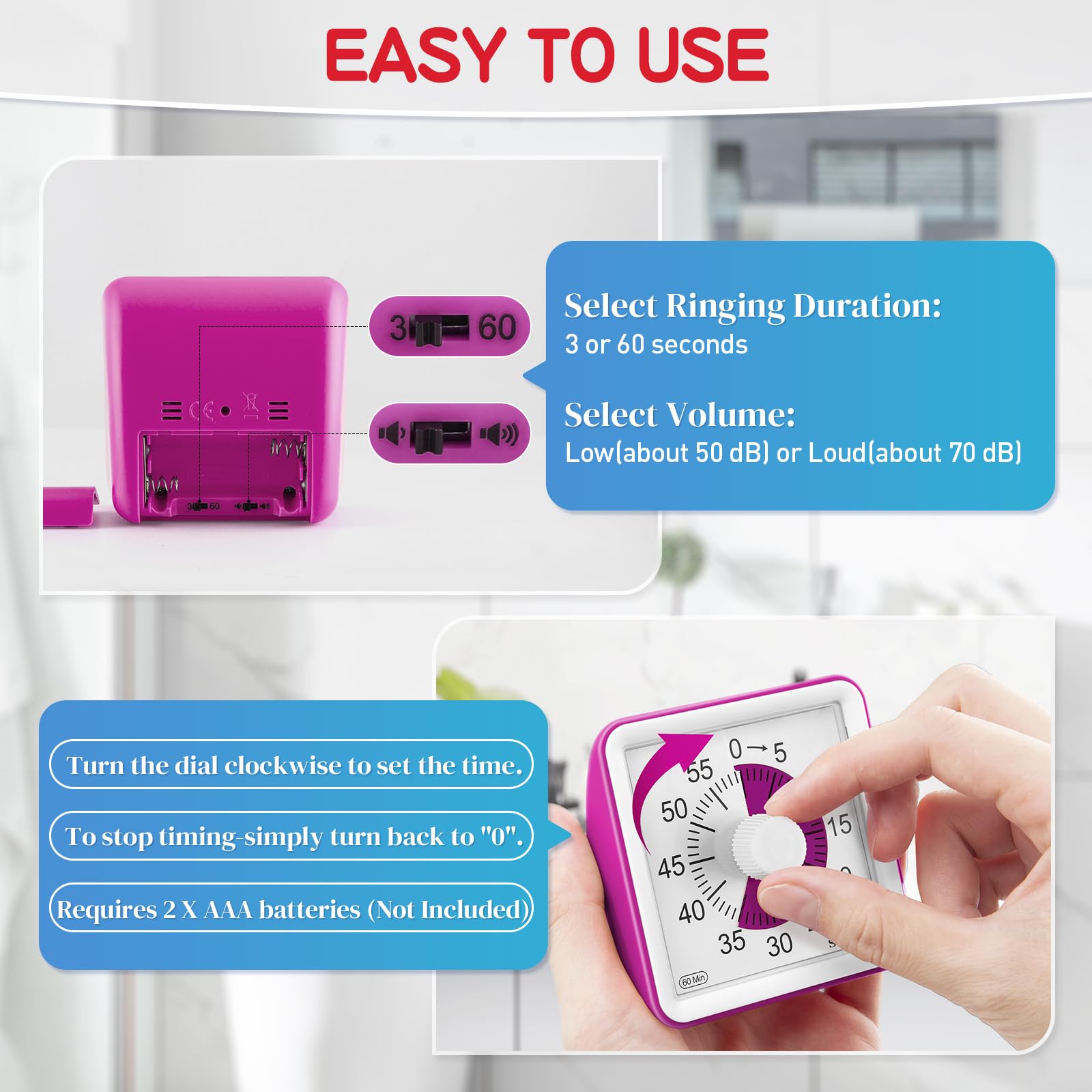 Snapklik.com : Secura 60-Minute Visual Timer, Classroom Timer, Countdown Timer For Kids And ...