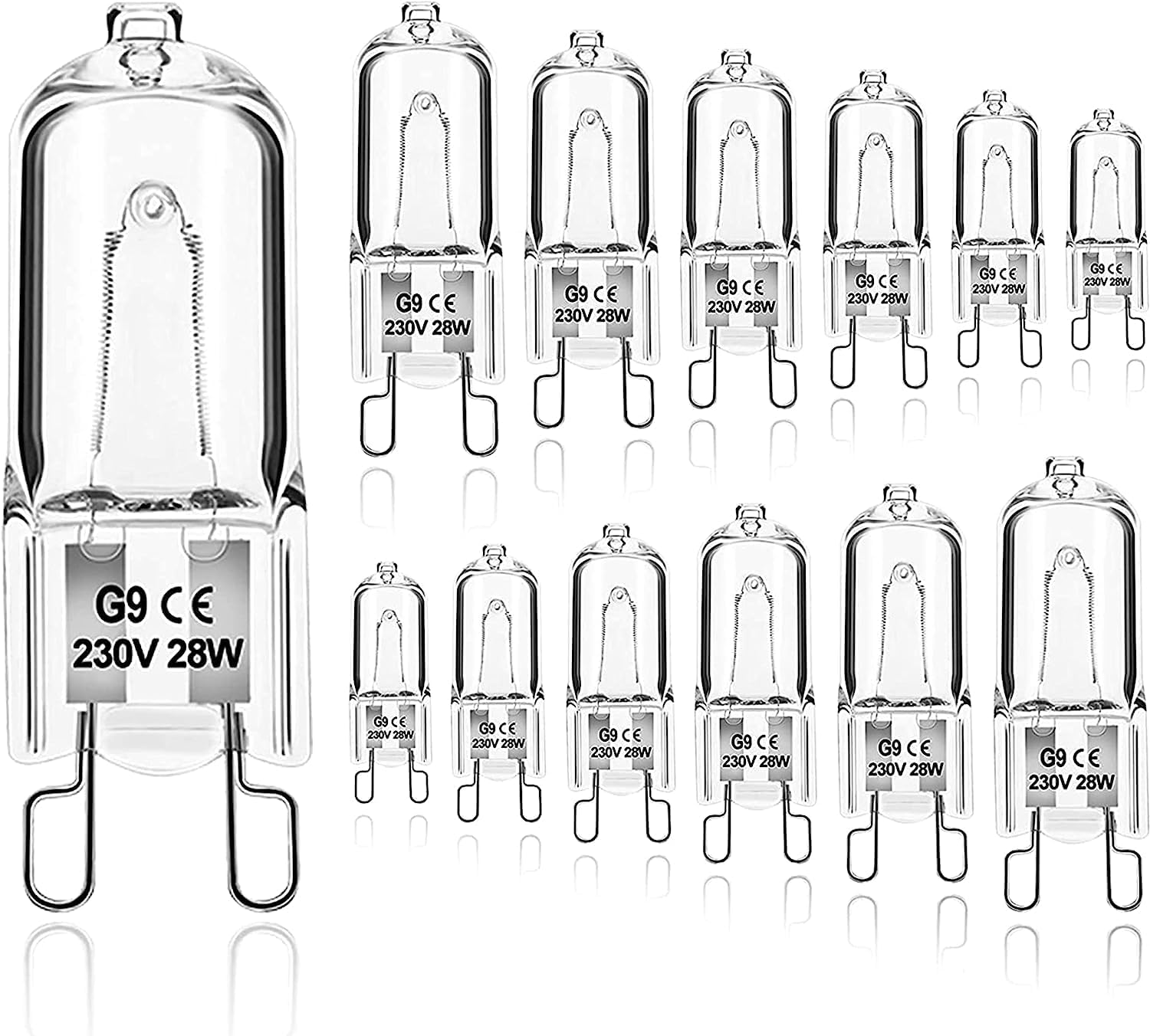 10 Pack G9 Halogen Bulbs | 28W 230V | Clear 2-Pin Capsule Lamps, Warm ...