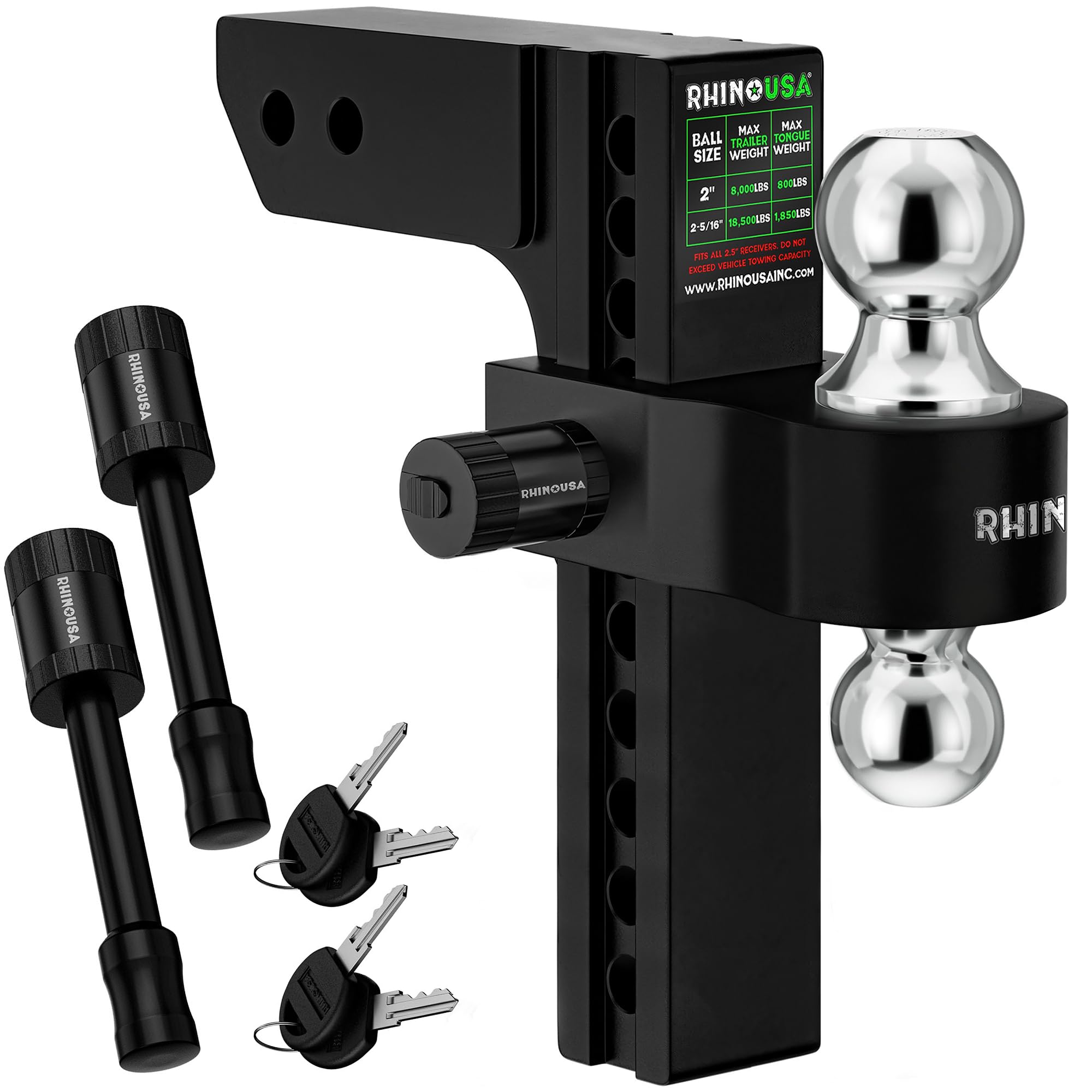 Snapklik.com : Rhino USA Adjustable Trailer Hitch (Fits 2-Inch Receiver ...