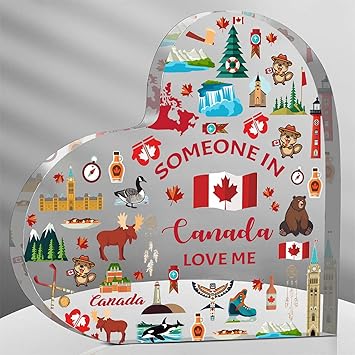 Canada Souvenirs Canadian Gifts 3.9x3.9 Acrylic Heart Keepsake Canadian ...
