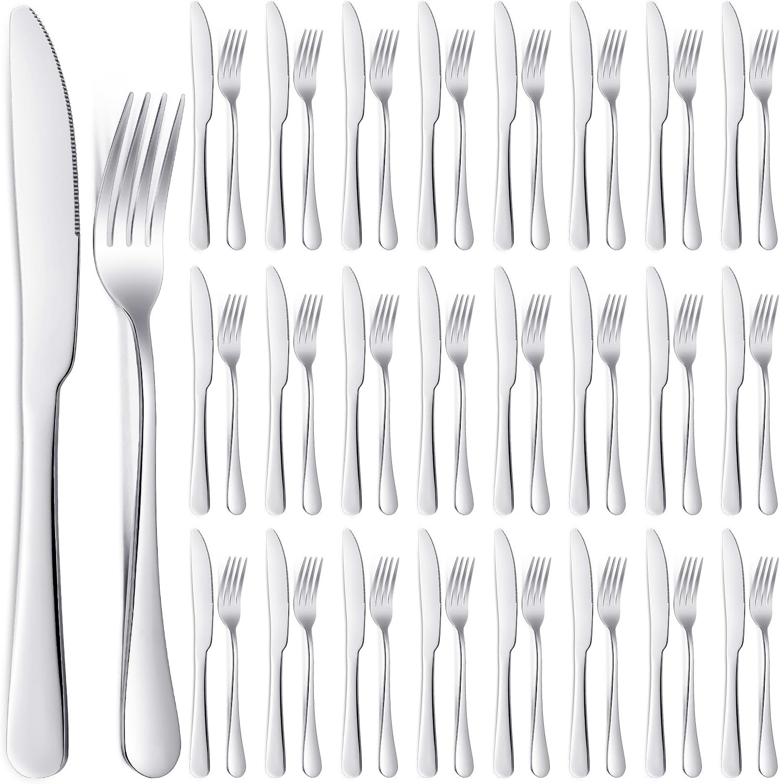 Amazon.com | Nuenen 50 Pieces Stainless Steel Forks Silverware Set ...