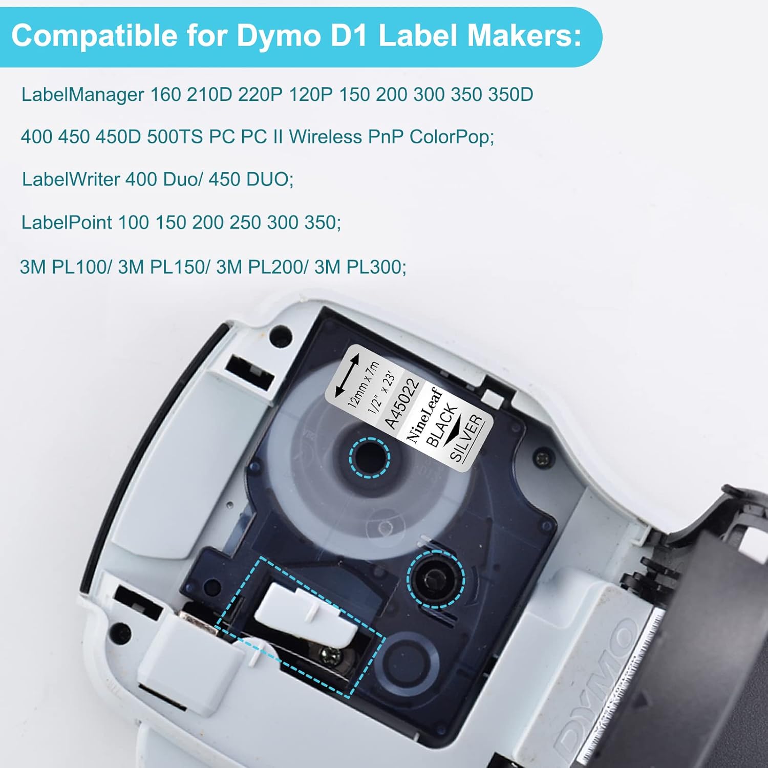 NineLeaf Paquete de 10 etiquetas compatibles con Dymo D1 45022 de ...