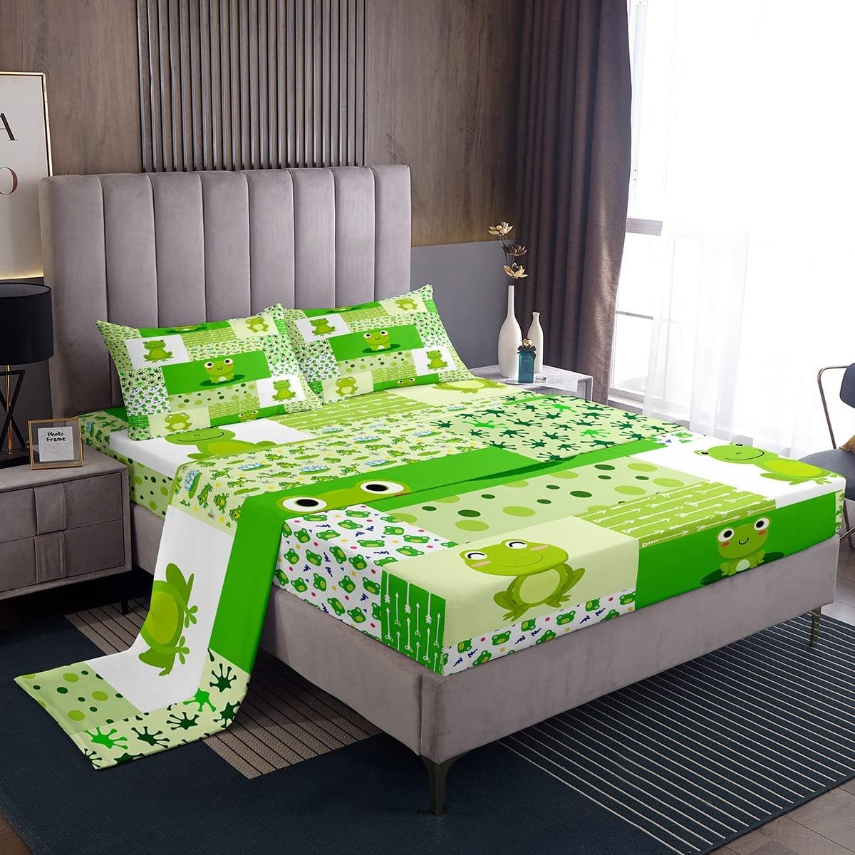 Amazon.com: Green Frog Sheet Set Tropical Amphibian Sheets with Deep ...