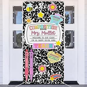 Amazon.com: Personalized Composition Notebook Door Cover, Welcome Back ...