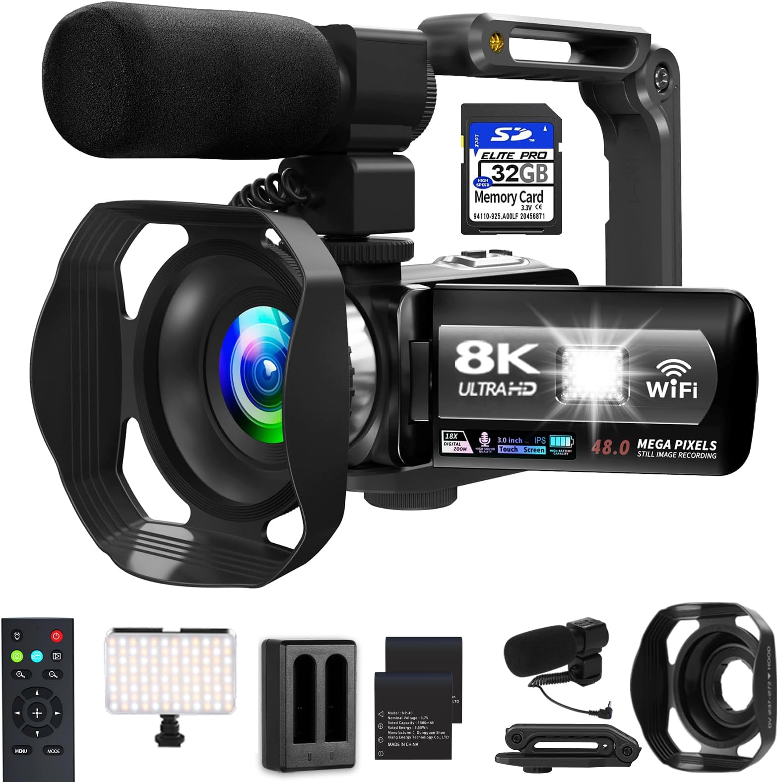 Amazon.com : 8K Video Camera, Camcorder 48MP 15FPS UHD WiFi Vlogging ...