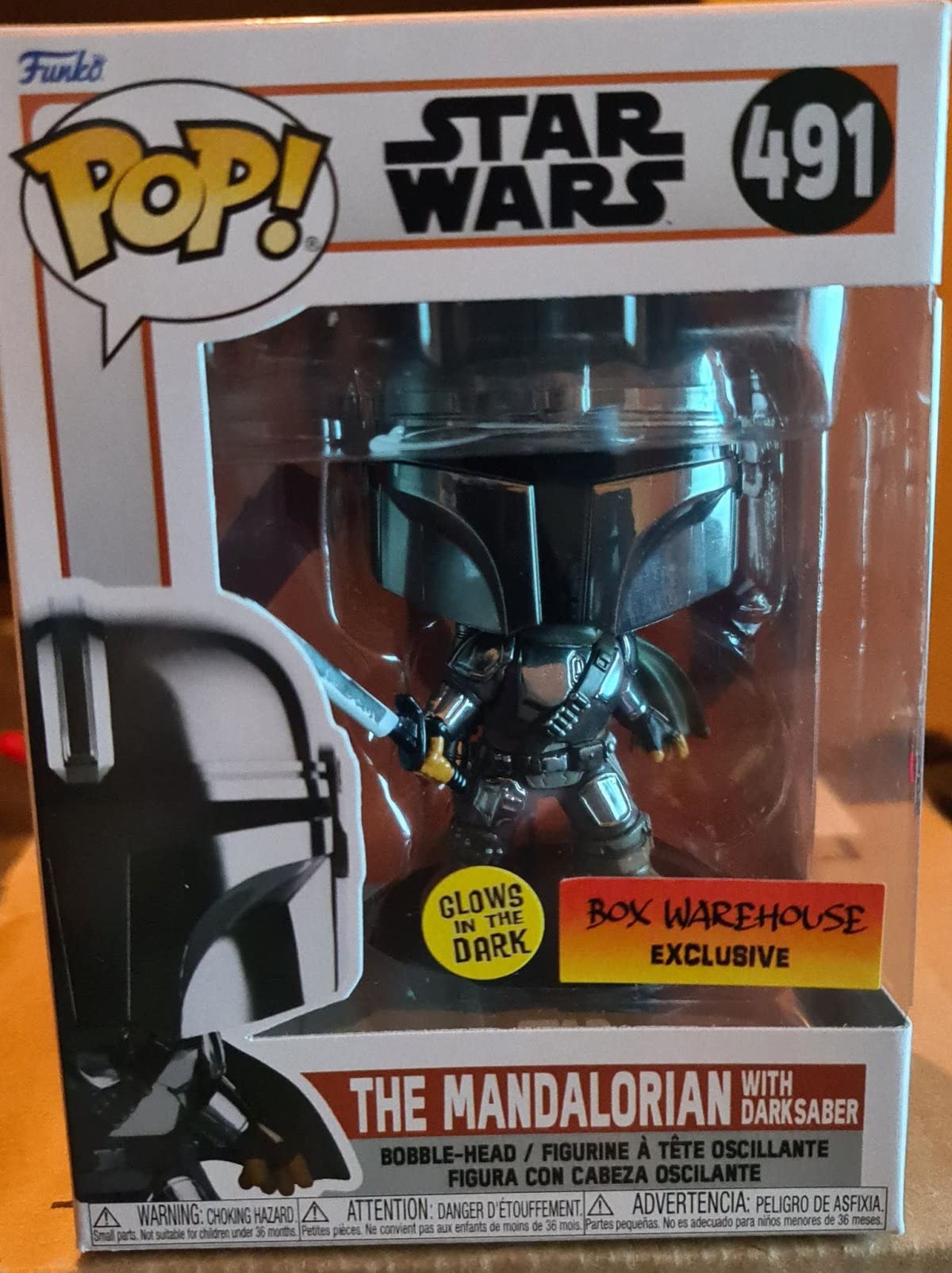 POP Funko ! Star Wars Mandalorian with Darksaber (Chrome & Glow in The ...