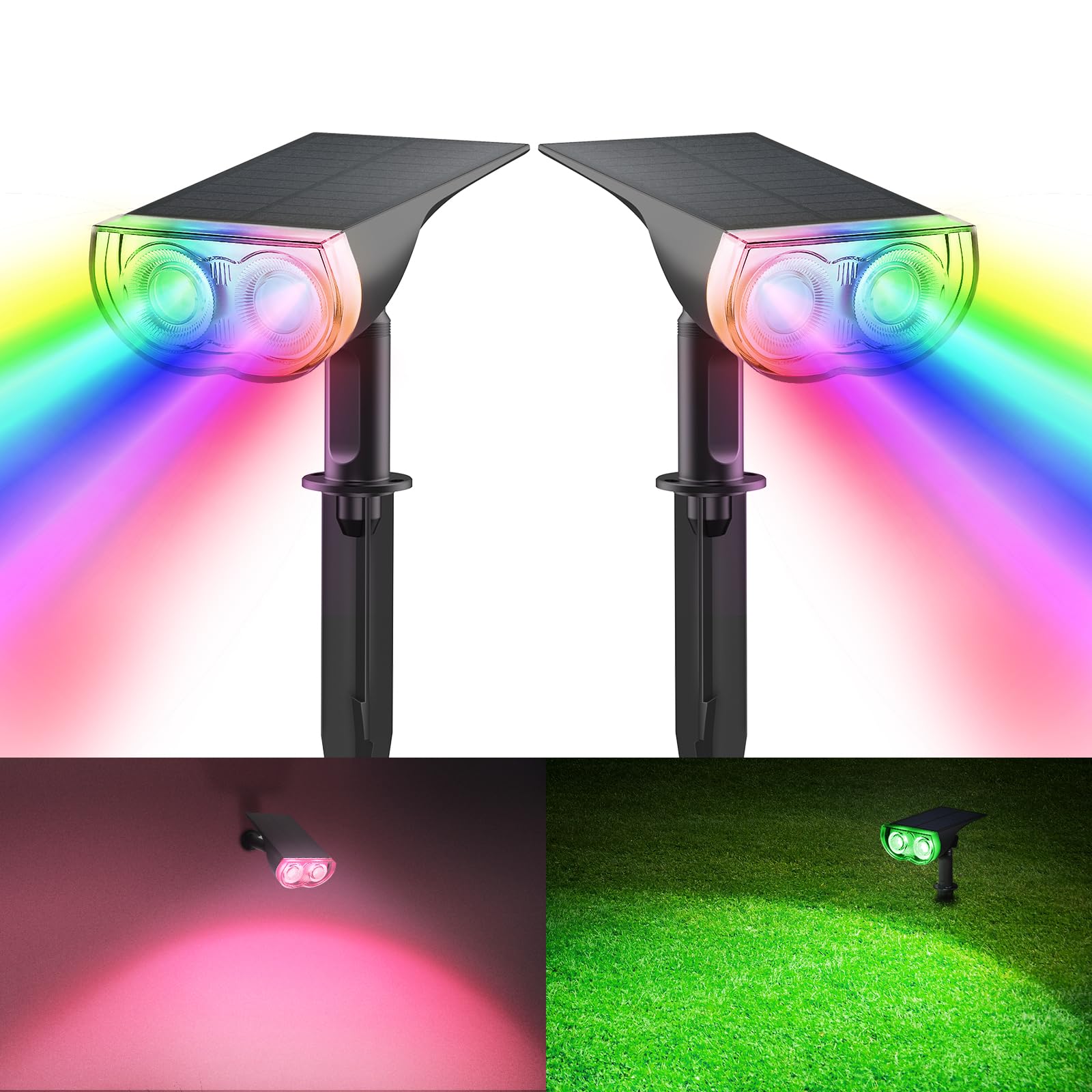 Consciot Solar Color Changing Outdoor Spotlights, 7 Lighting Modes ...