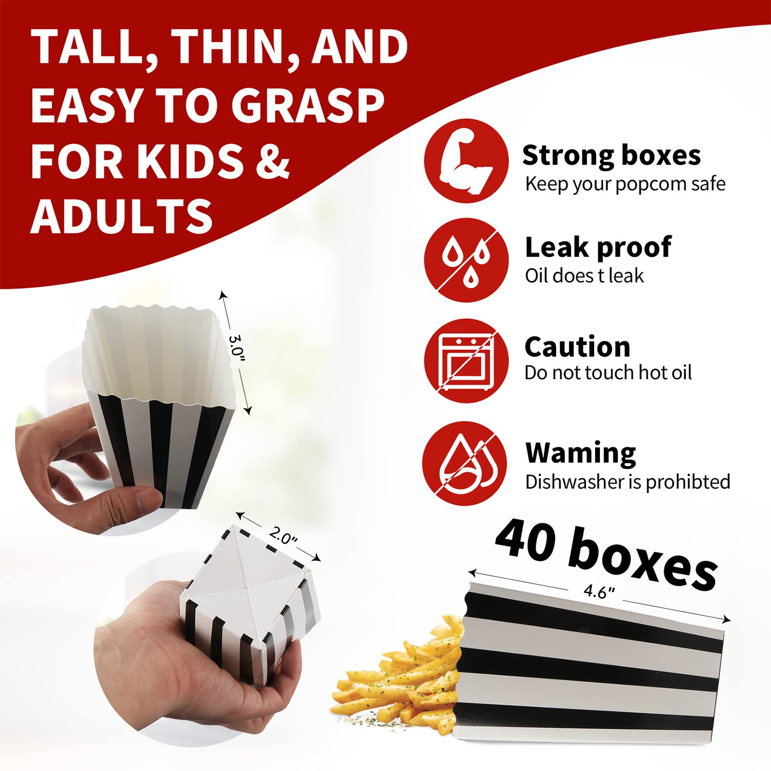 Snapklik.com : 40 Popcorn Boxes, Cardboard Popcorn Containers For ...