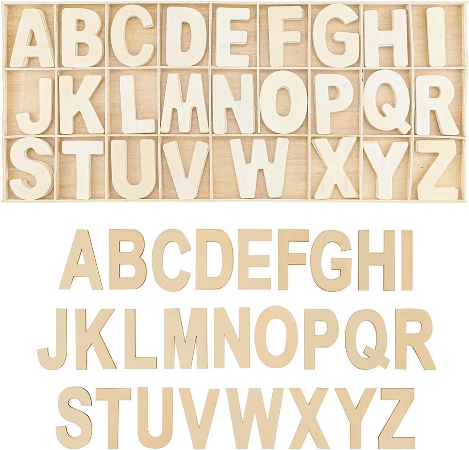 JKJF Wooden Alphabet Letters Capital Letter Unfinished Wood Sticker for ...