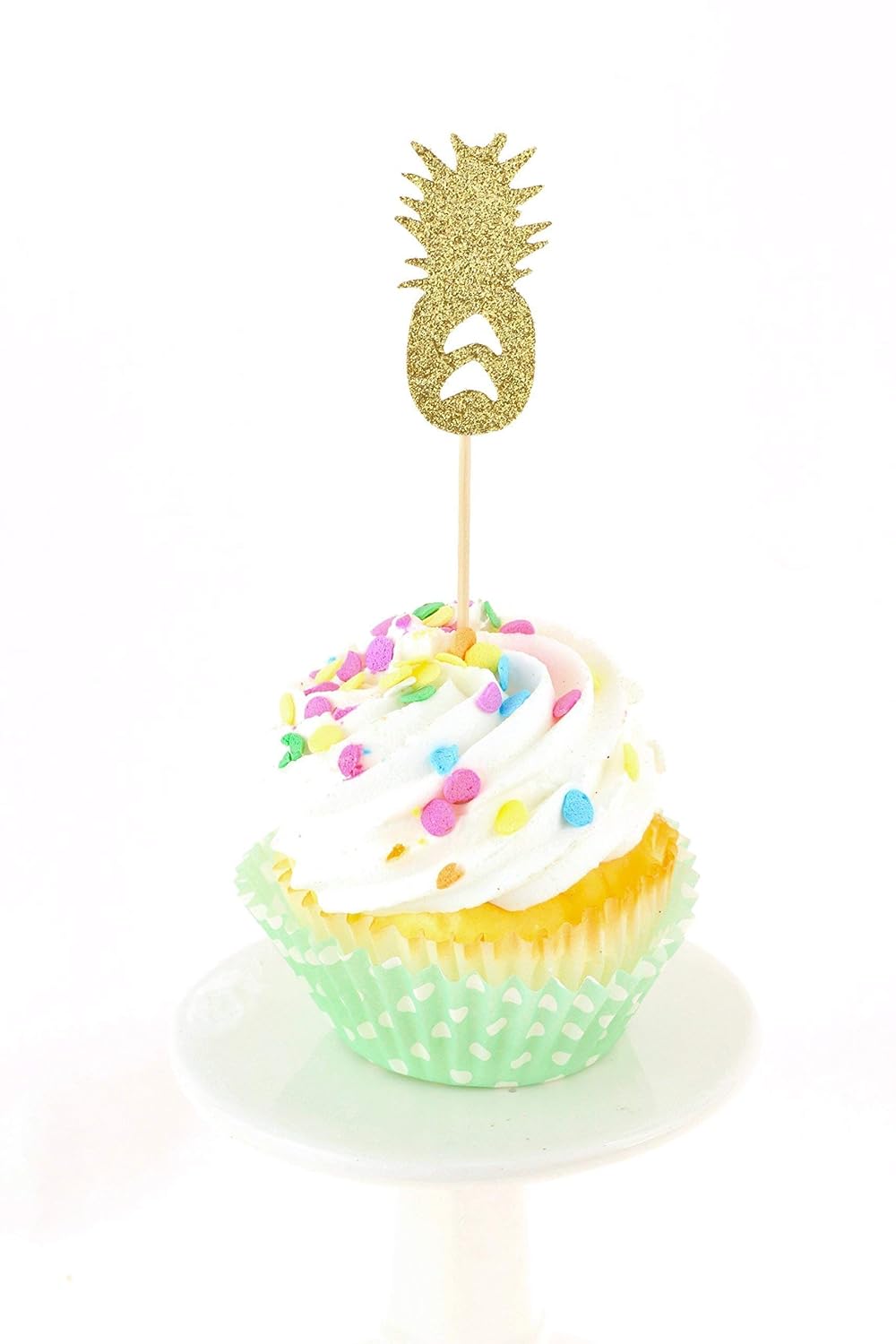 Amazon.com: Pineapple Gold Glitter Cupcake Toothpick Toppers : Home ...