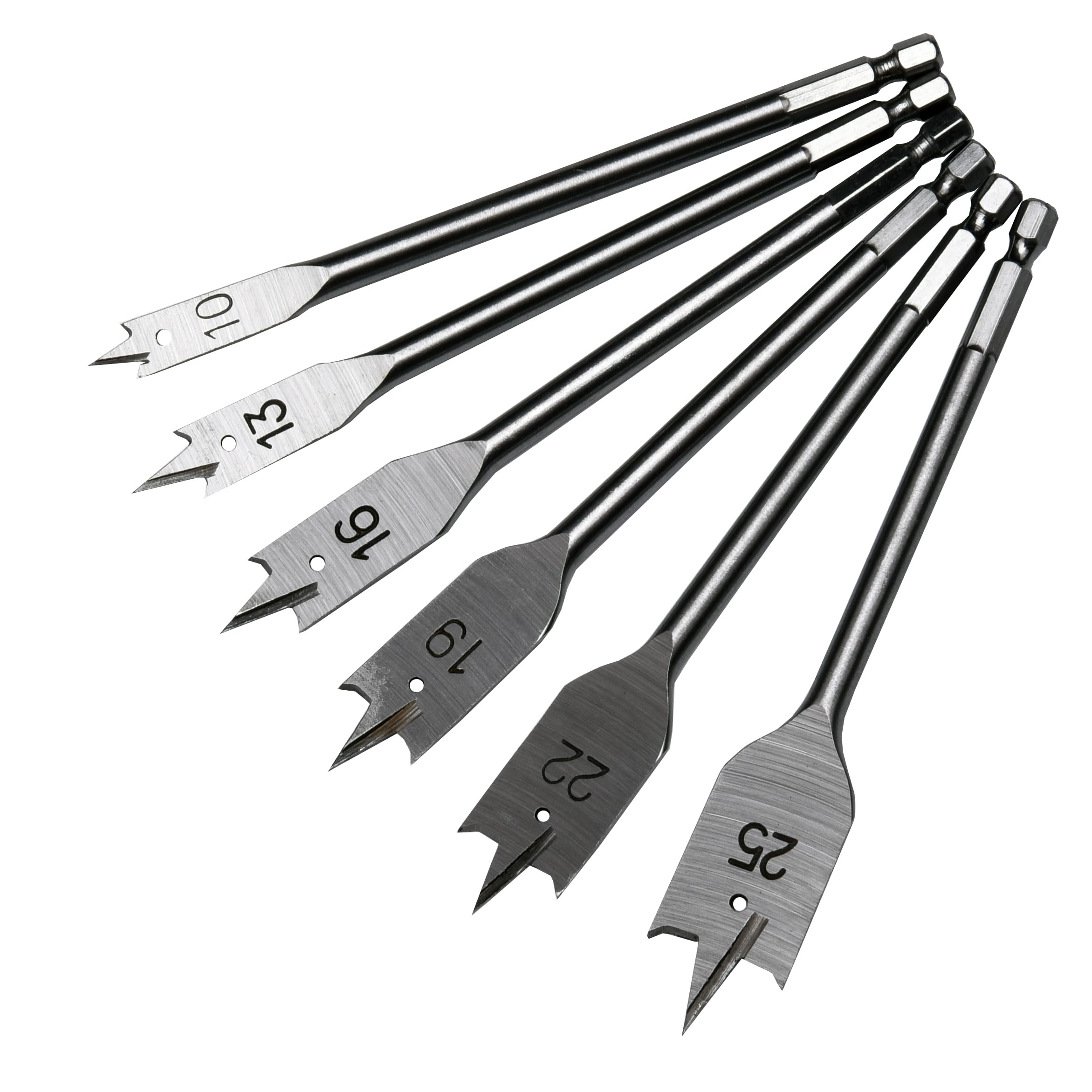 Harden 6Pcs Flat Wood Spade Drill Bit Set for Drilling Hole in Wood ...