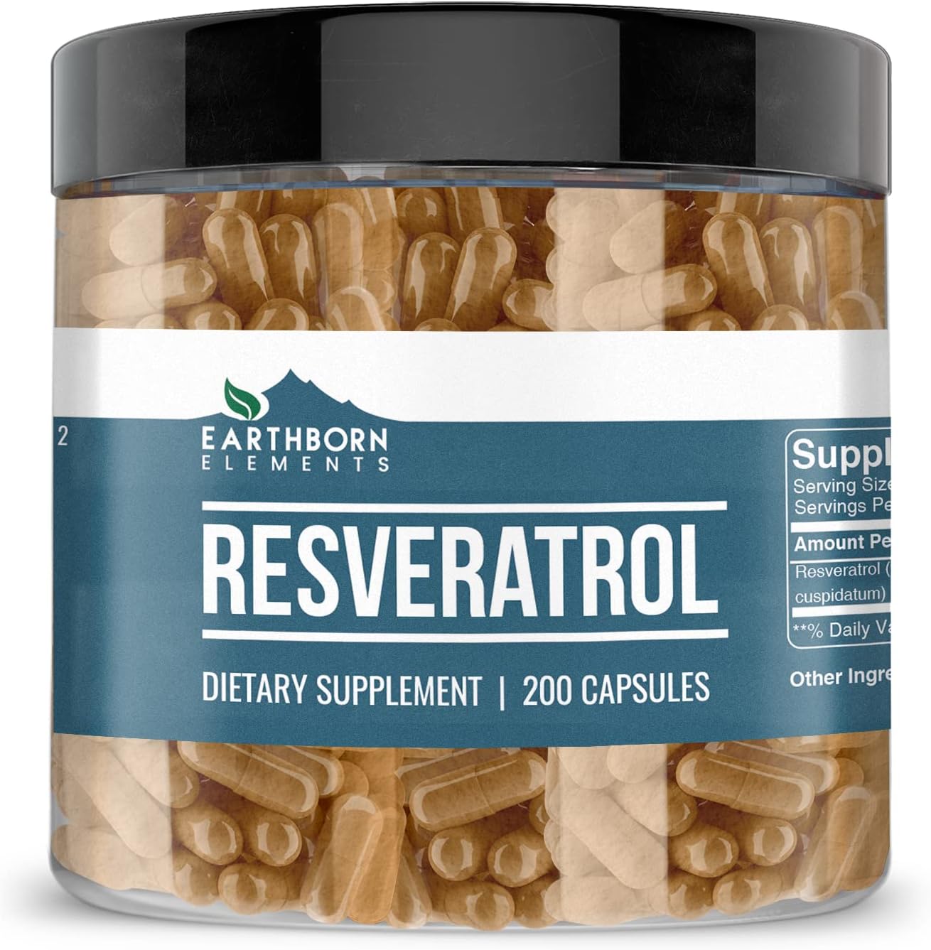 Amazon.com: Earthborn Elements Resveratrol 200 Capsules, Pure & Undiluted, No Additives : Health ...