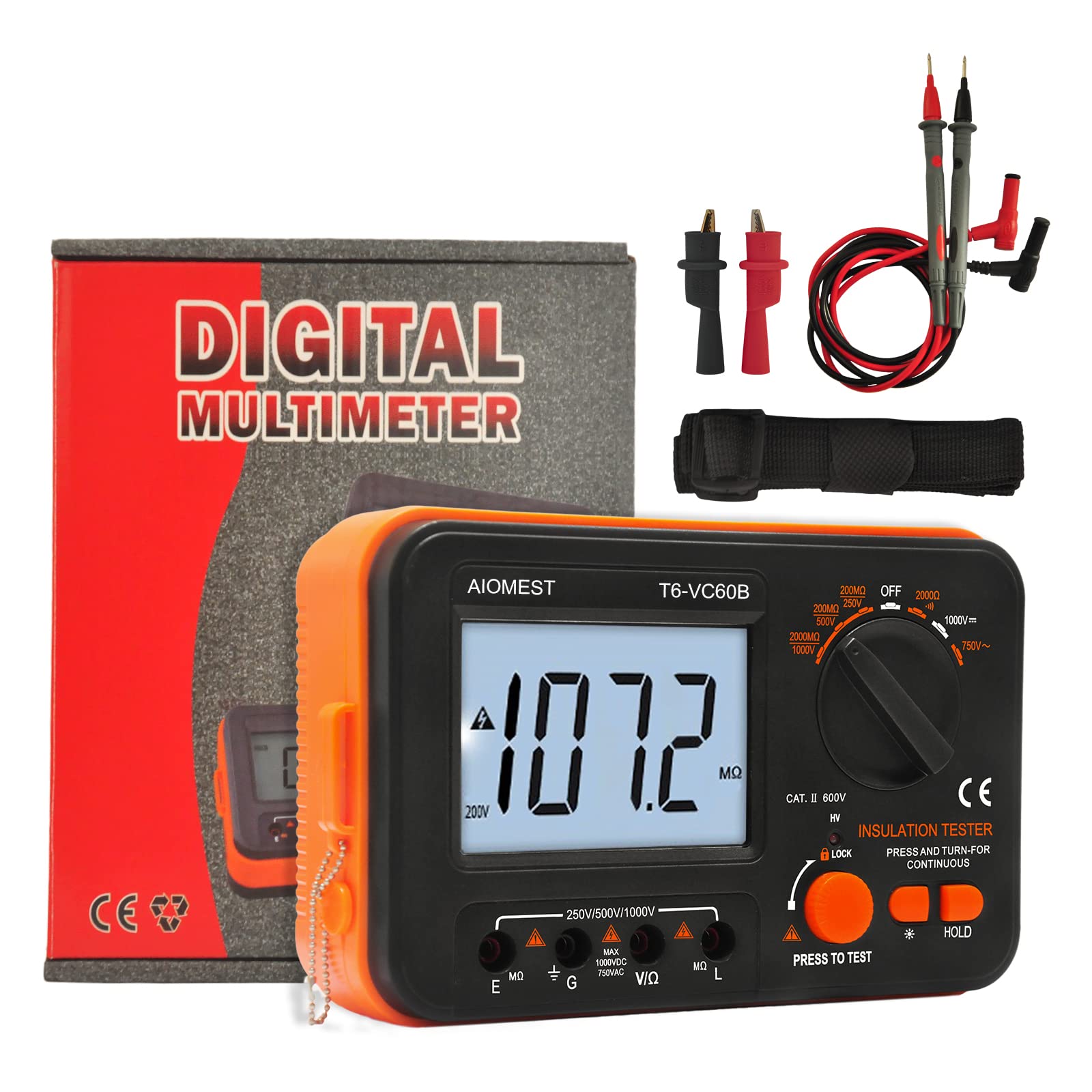 Snapklik.com : AIOMEST Digital Insulation Tester Megohmmeter DCV ACV ...