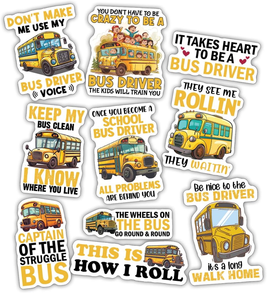 Amazon.com: 10pcs School Bus Stickers Sheet, Waterproof, UV-Resistant ...