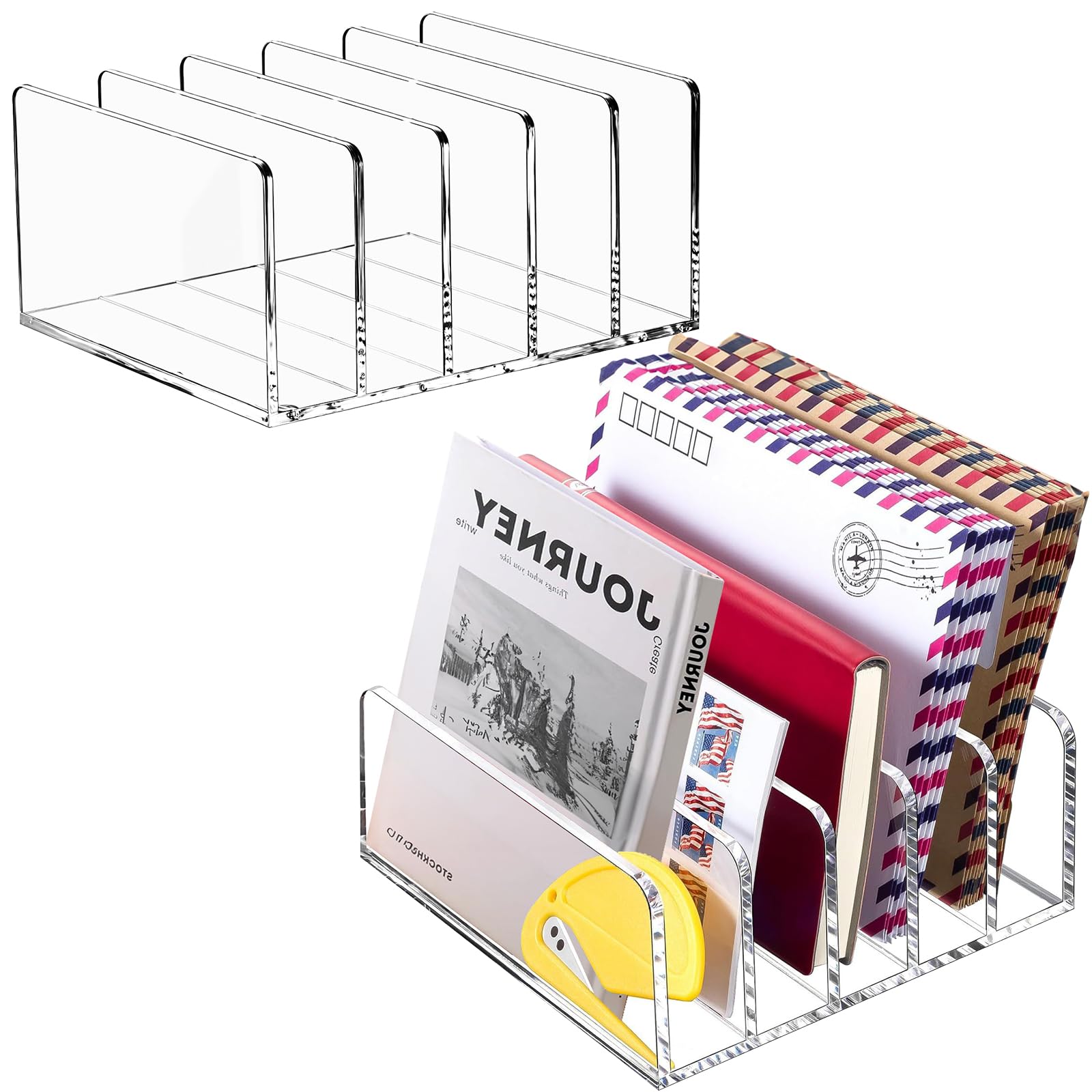 Amazon.com : RAJOVE 2 Pack Acrylic Desk Letter Organizer, 5 ...