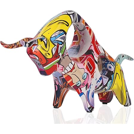 Amazon.com: Decorative Bull Statue Solid Colorful Bull Figurine Decor ...