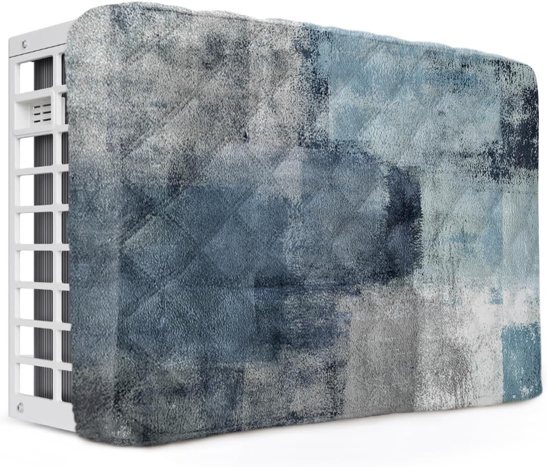 Amazon.com: Air Conditioner Cover AC Cover Abstract Blue Grey Geometric ...
