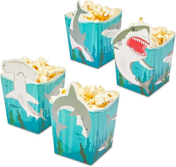 Amazon.com: Shark Party Favor Popcorn Boxes for Kid's Birthday Party ...