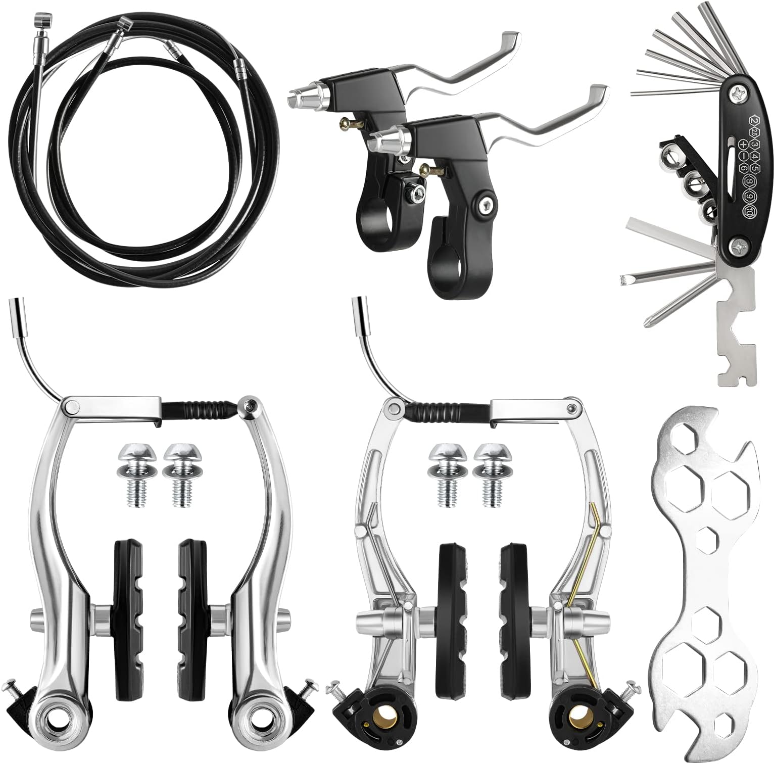 Amazon.com: OAMCE Complete Bike Brakes Set - Universal Front and Rear ...