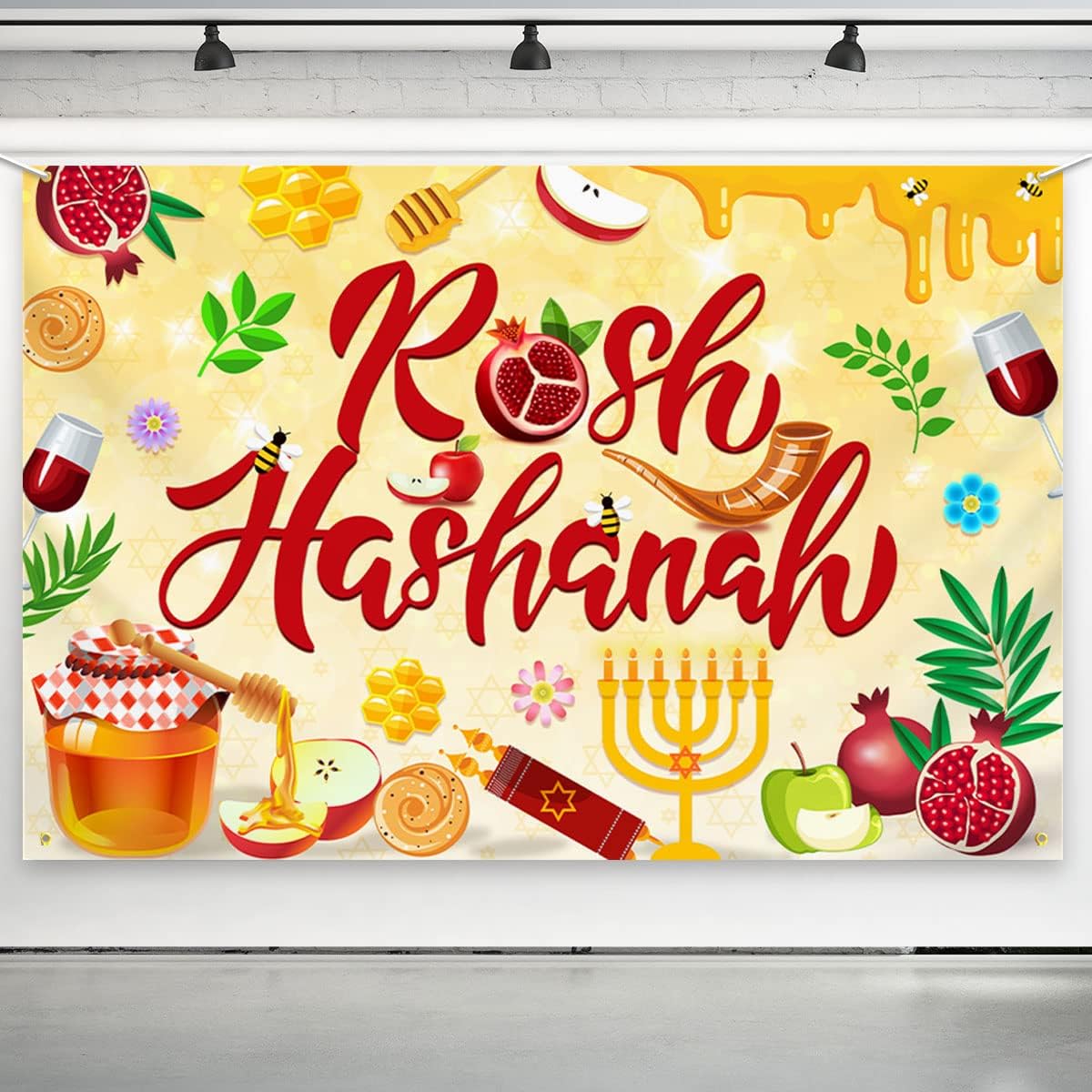 Amazon.com : Rosh Hashanah Backdrop-Jewish Party New Year Decorations ...