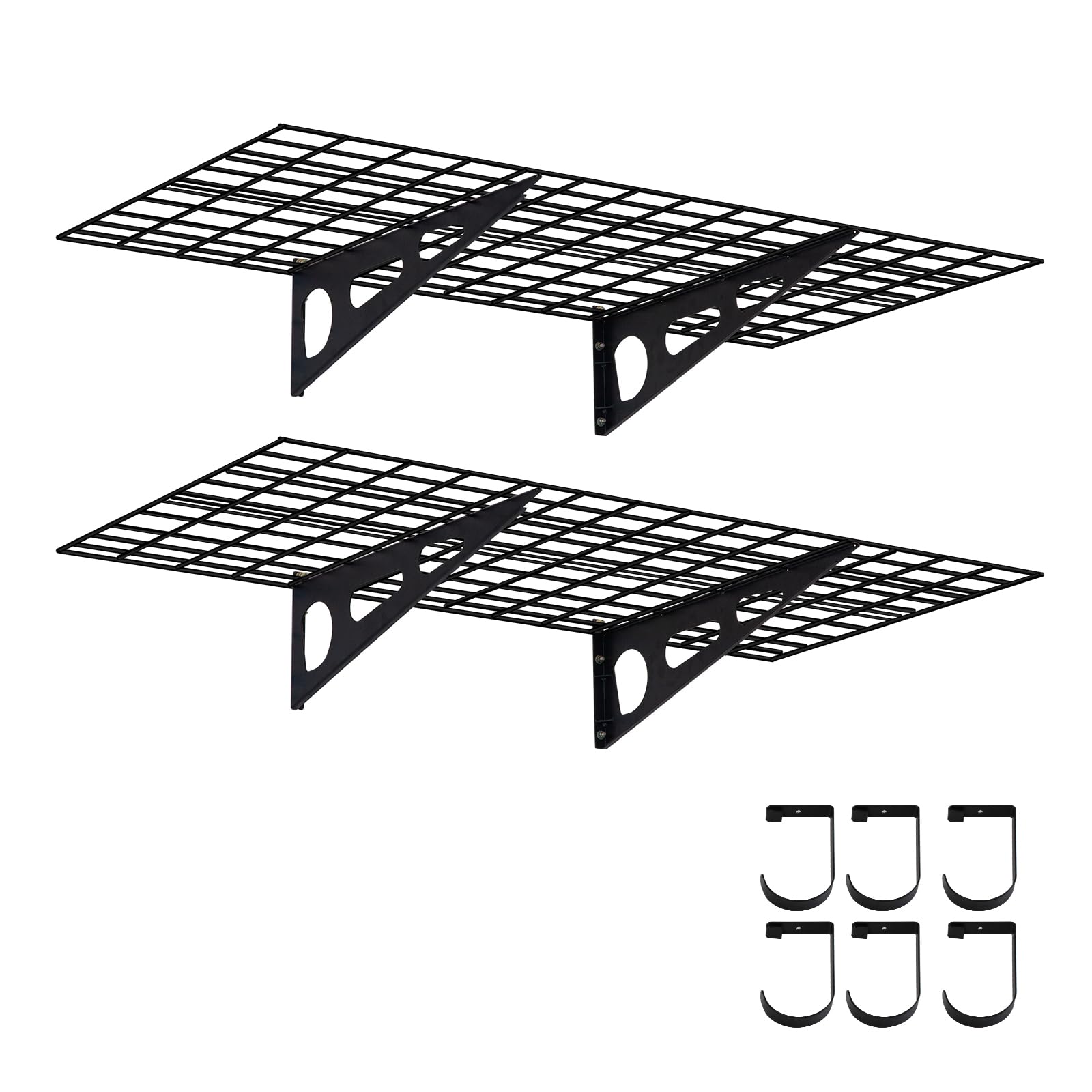 Amazon.com: PACHIRA E-Commerce 2x4ft Garage Wall Shelving with 6 Hooks ...