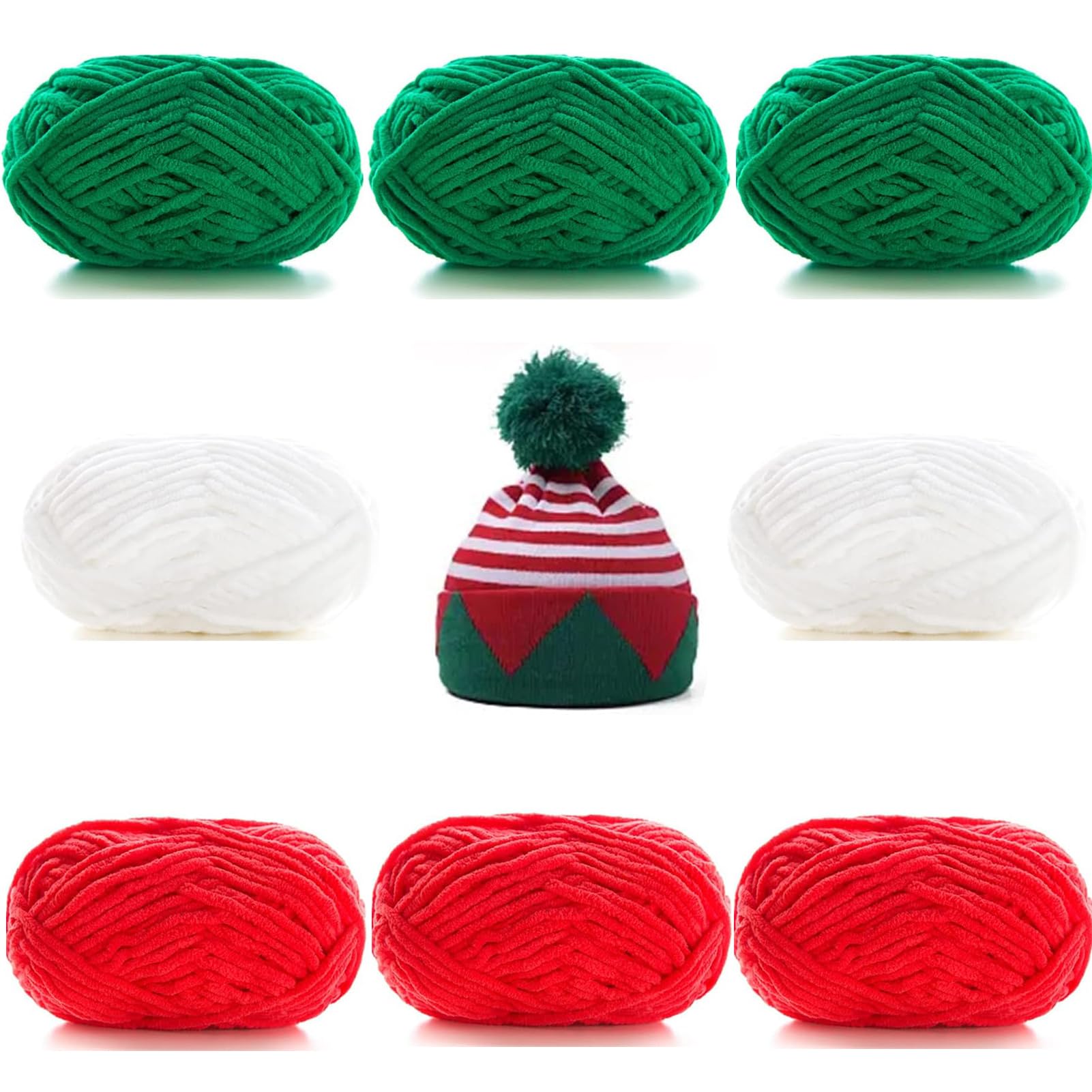 Amazon.com: Rainmae 8 Pack Christmas Chenille Yarn, Christmas Chunky ...