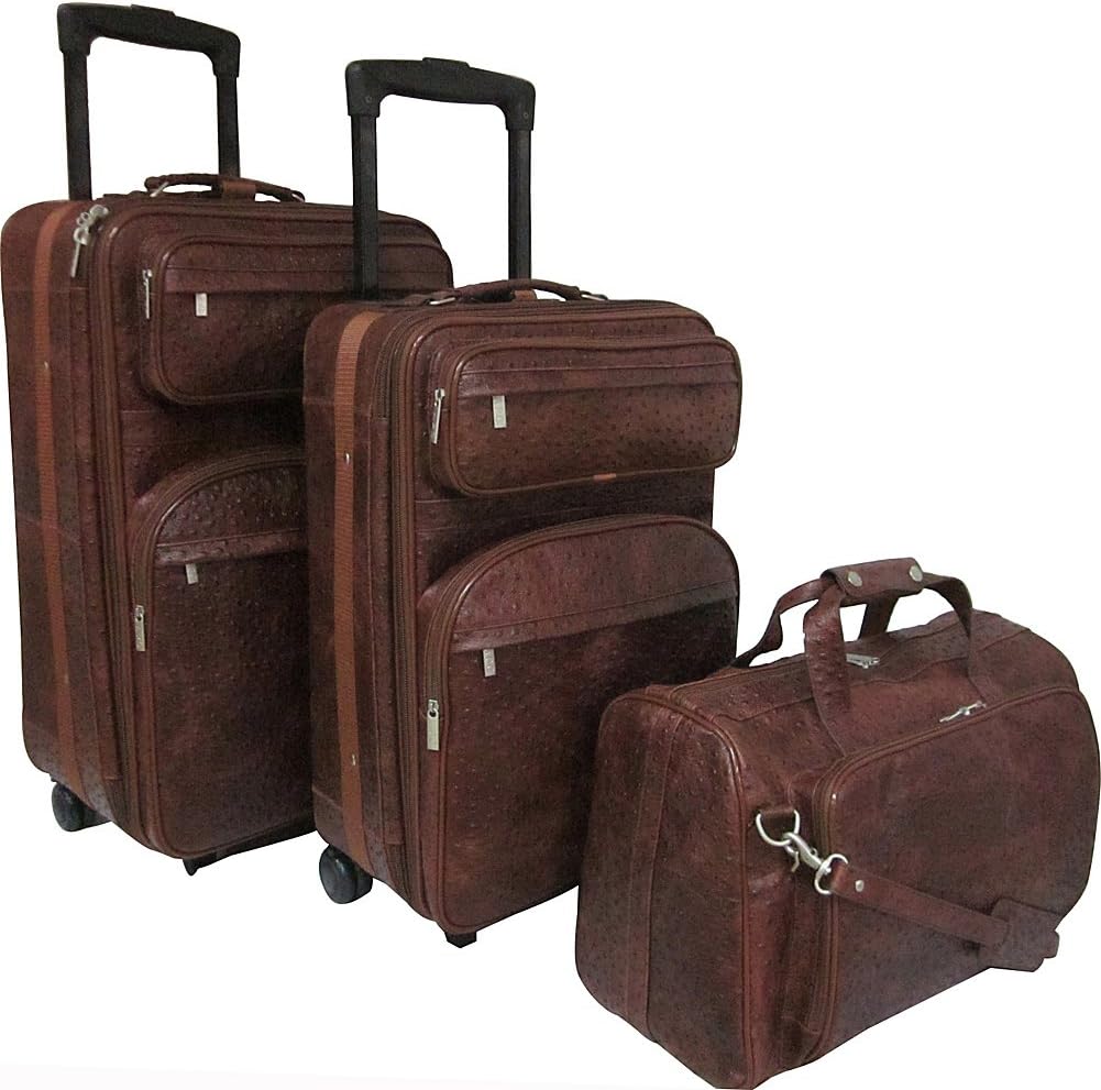 Amazon.com | Amerileather Waxy Brown Leather Two Piece Set Traveler ...