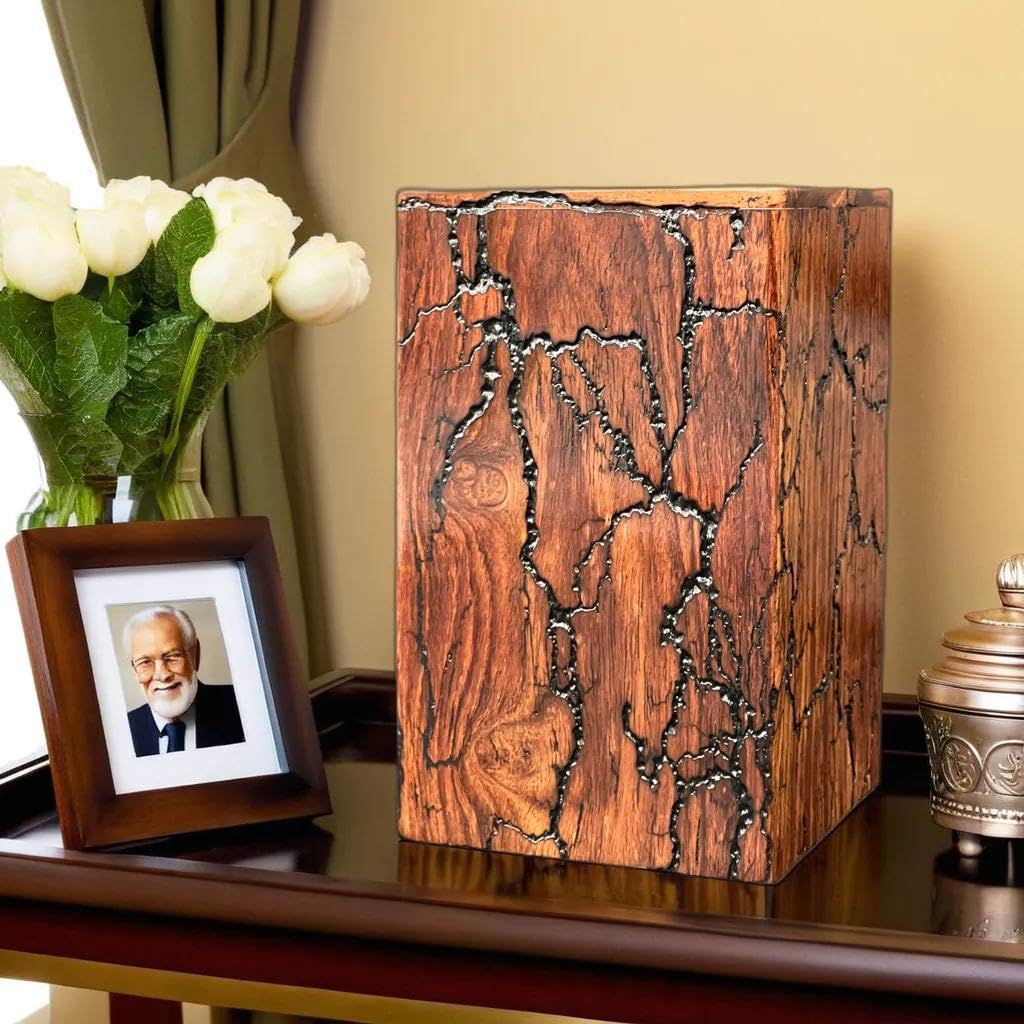 Amazon.com: Prime Art Urn for Human Ashes Fractal Burning Wooden Urn ...