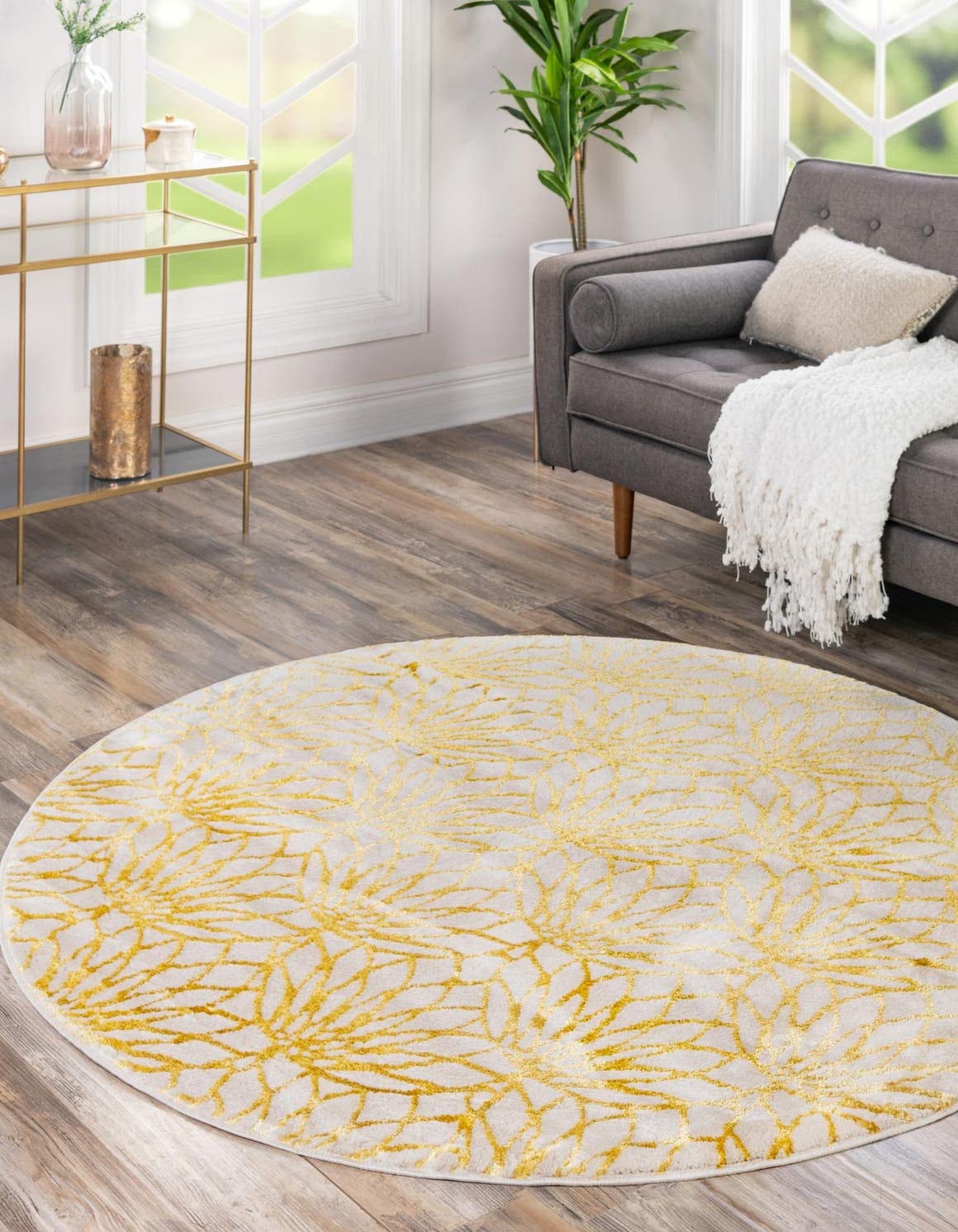 Amazon.com: Unique Loom Glam Collection Area Rug - Dahlia (5' 3" Round ...
