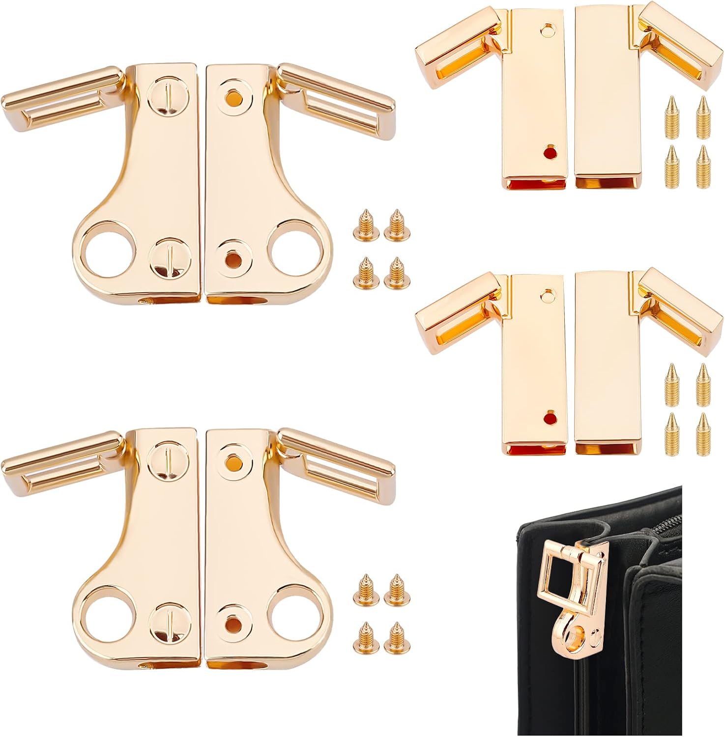 PandaHall 4 Sets Side Clip Bag Buckle, 2 Styles Bag Connector Clip ...