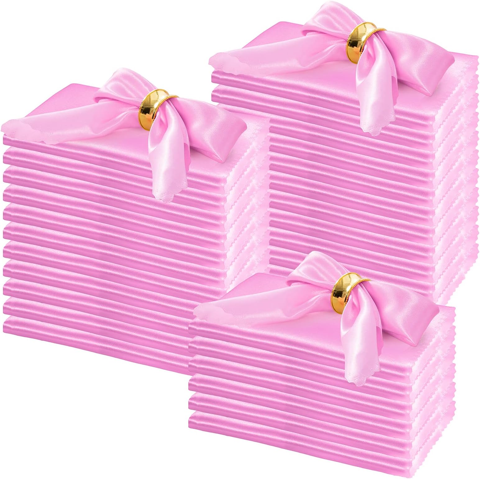 Amazon.com: RUDONG M 100 Pcs Light Pink Satin Napkins and Napkin Rings ...