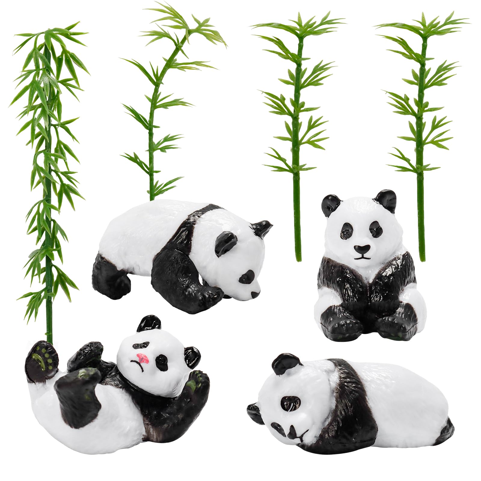 Amazon.com: Bbiamsleep 8 Pieces Miniature Panda Figurines Cute Mini ...