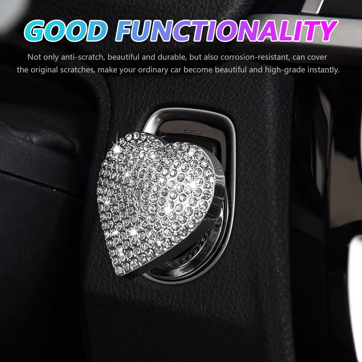 Snapklik.com : Sylvil Bling Car Engine Start Button Cover, Heart Shape ...