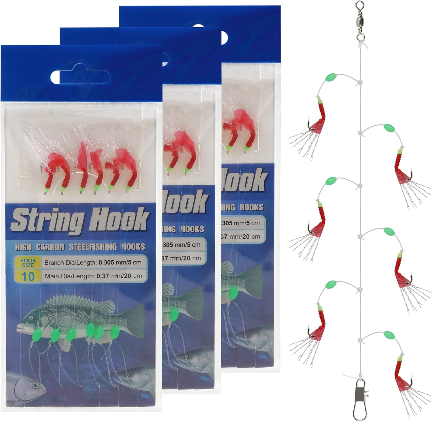 Amazon.com : Fishing Bait Rigs Fishing Lure Rigs with String Hook Fish ...