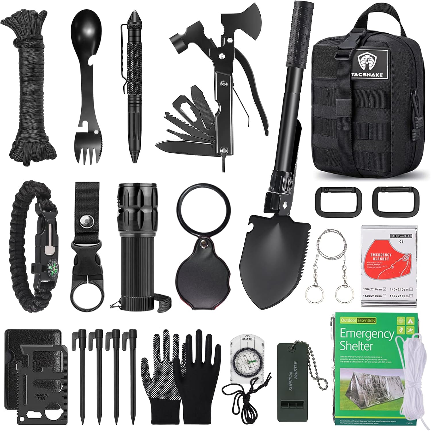 Tacsnake Multi-Purpose Emergency Survival Kit, Multi-Tools Survival ...